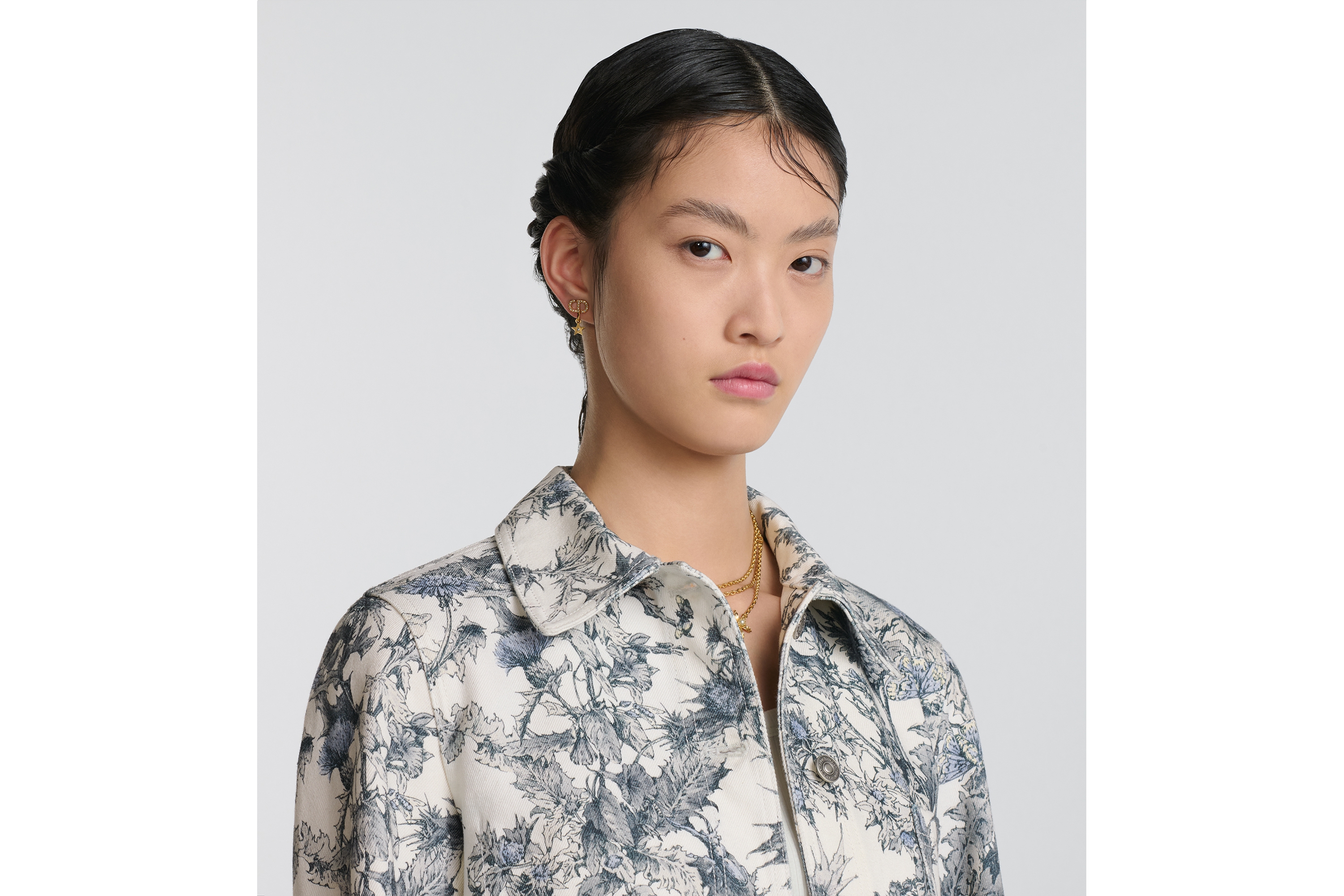 Caro-jack Wit katoendenim met blauw Dior Chardons-motief | DIOR