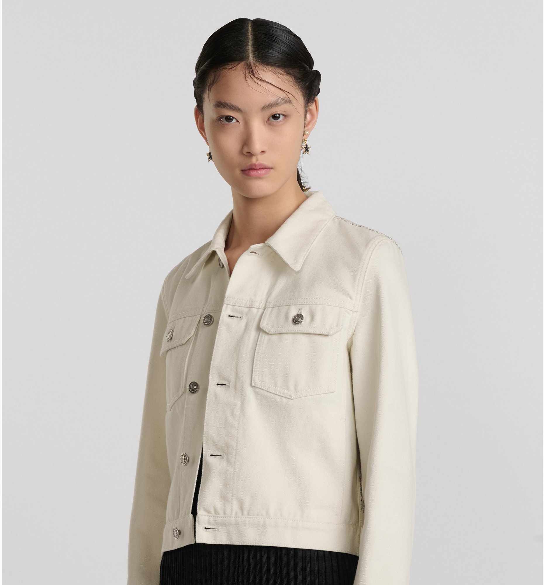 Giacca Denim di cotone écru con motivo Dior Around The World ...