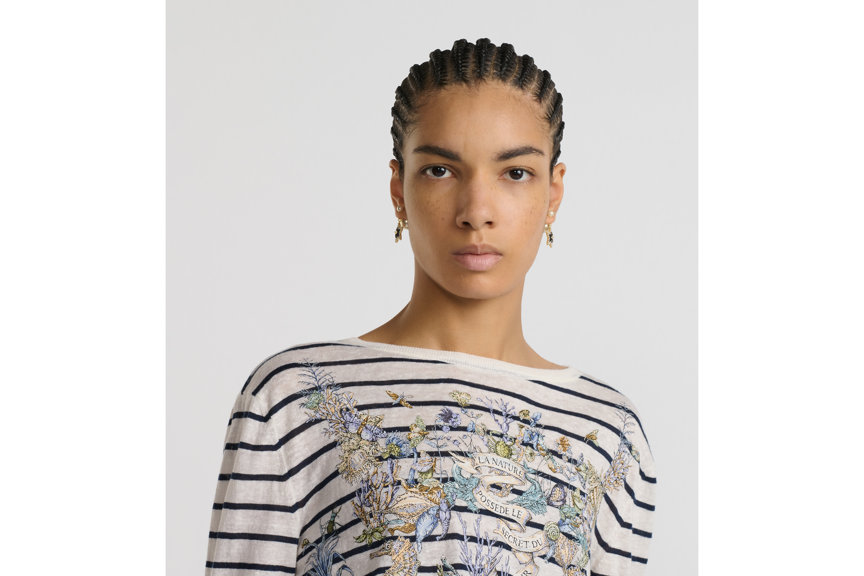 Dior Marinière Sweater Navy Blue and White Linen, Cashmere and Silk ...