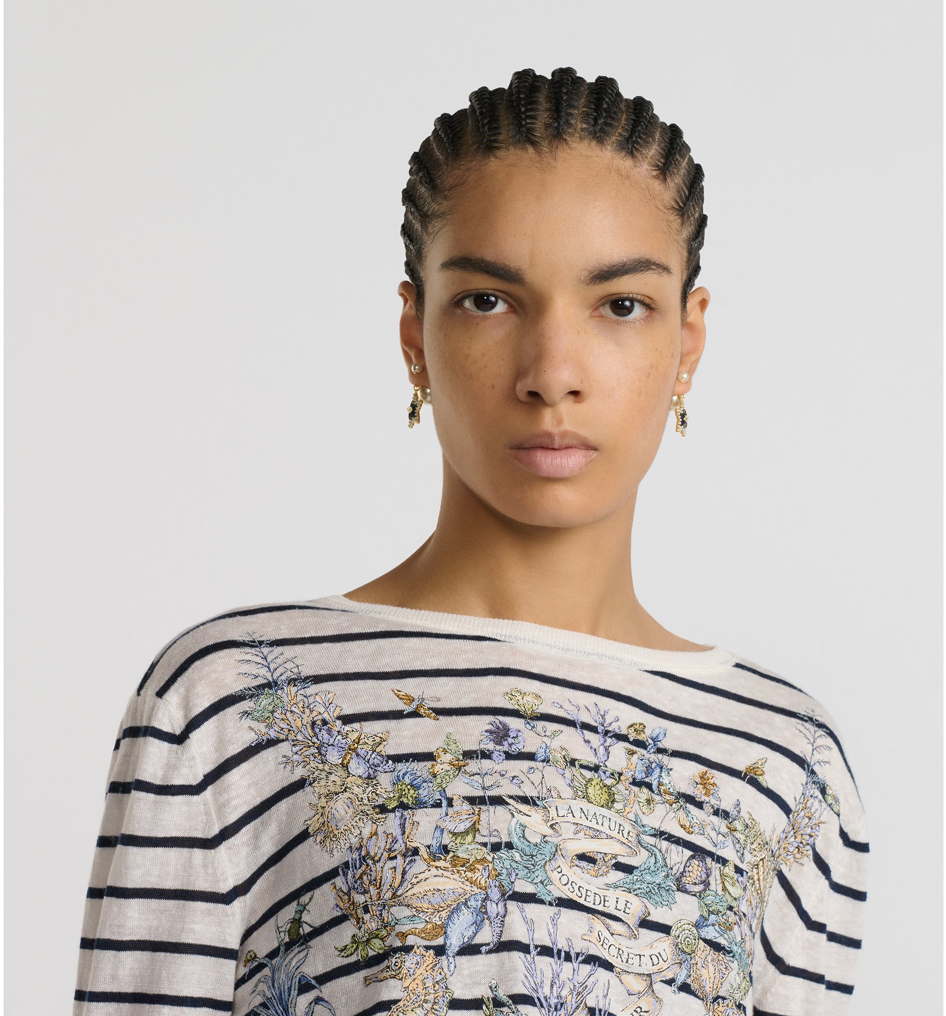 Dior Marinière Sweater Navy Blue and White Linen, Cashmere and Silk ...