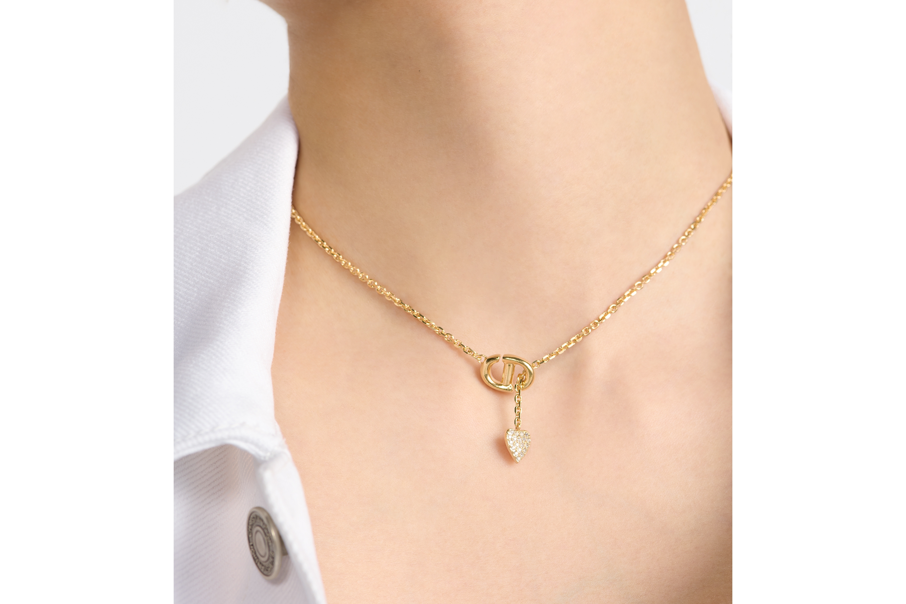 CD Navy Necklace Gold-Finish Metal and Silver-Tone Crystals | DIOR