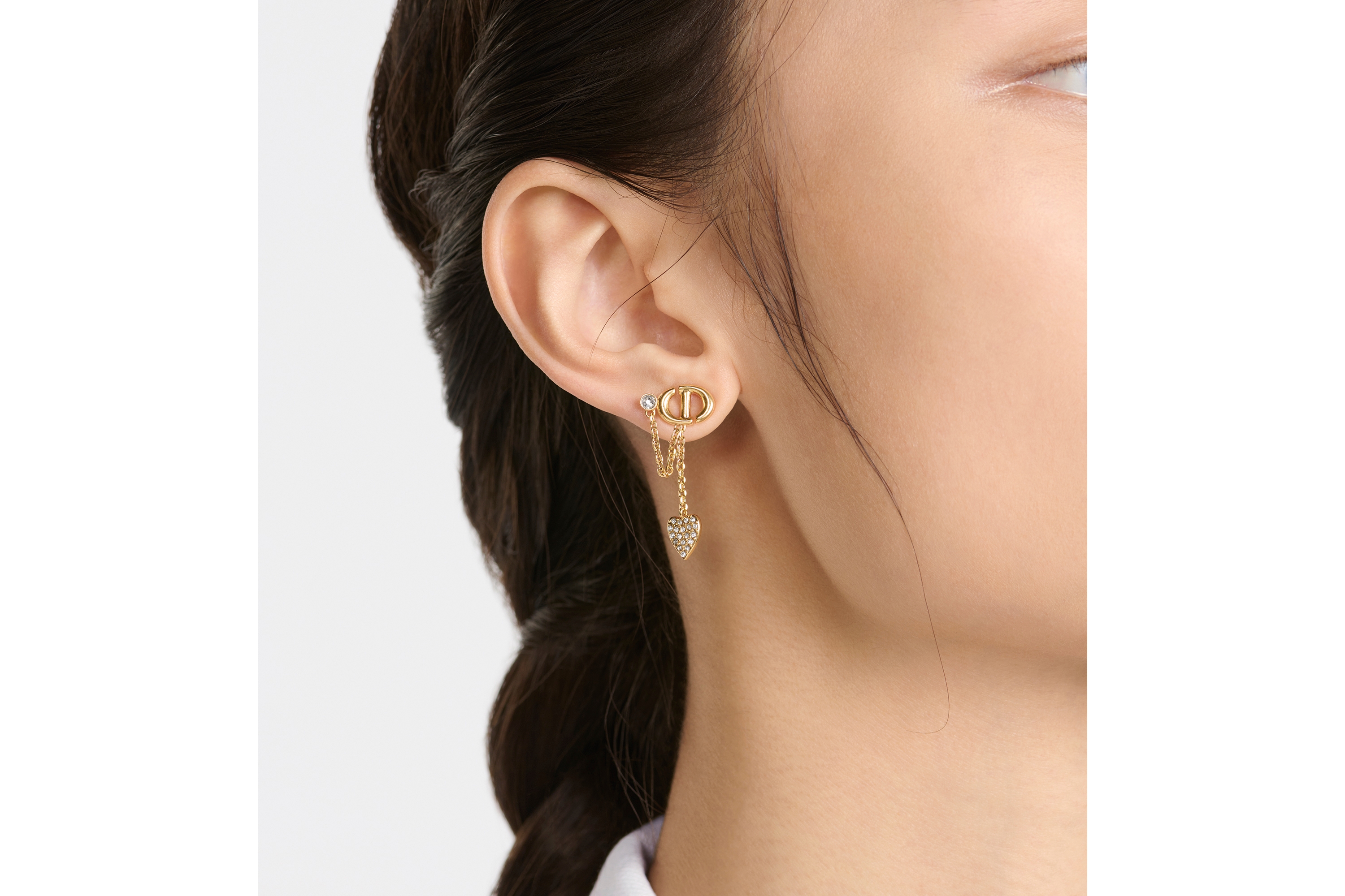 CD Navy Earrings Gold-Finish Metal and Silver-Tone Crystals | DIOR
