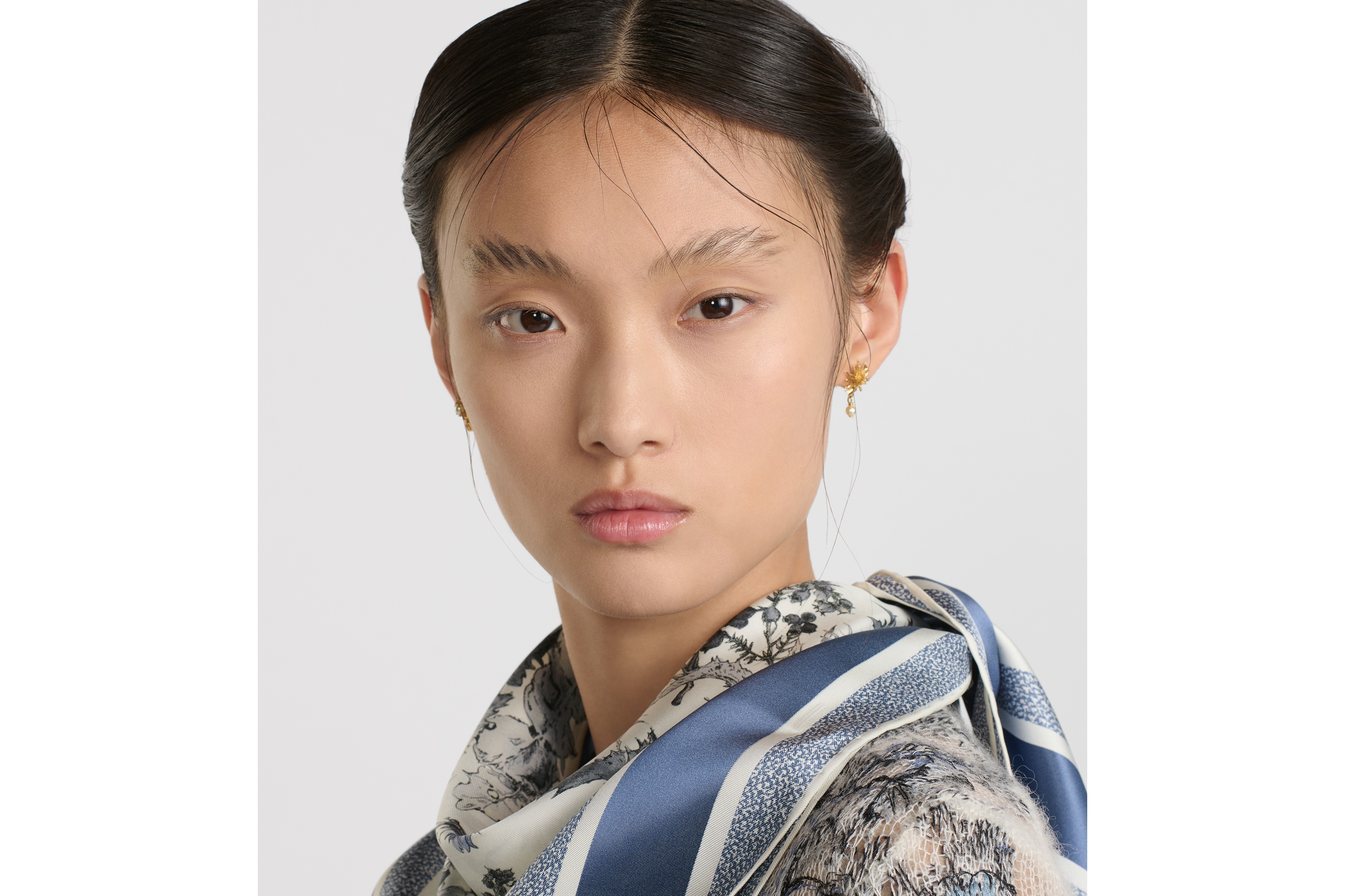 Dior Chardons 90 Square Scarf White and Blue Silk Twill | DIOR