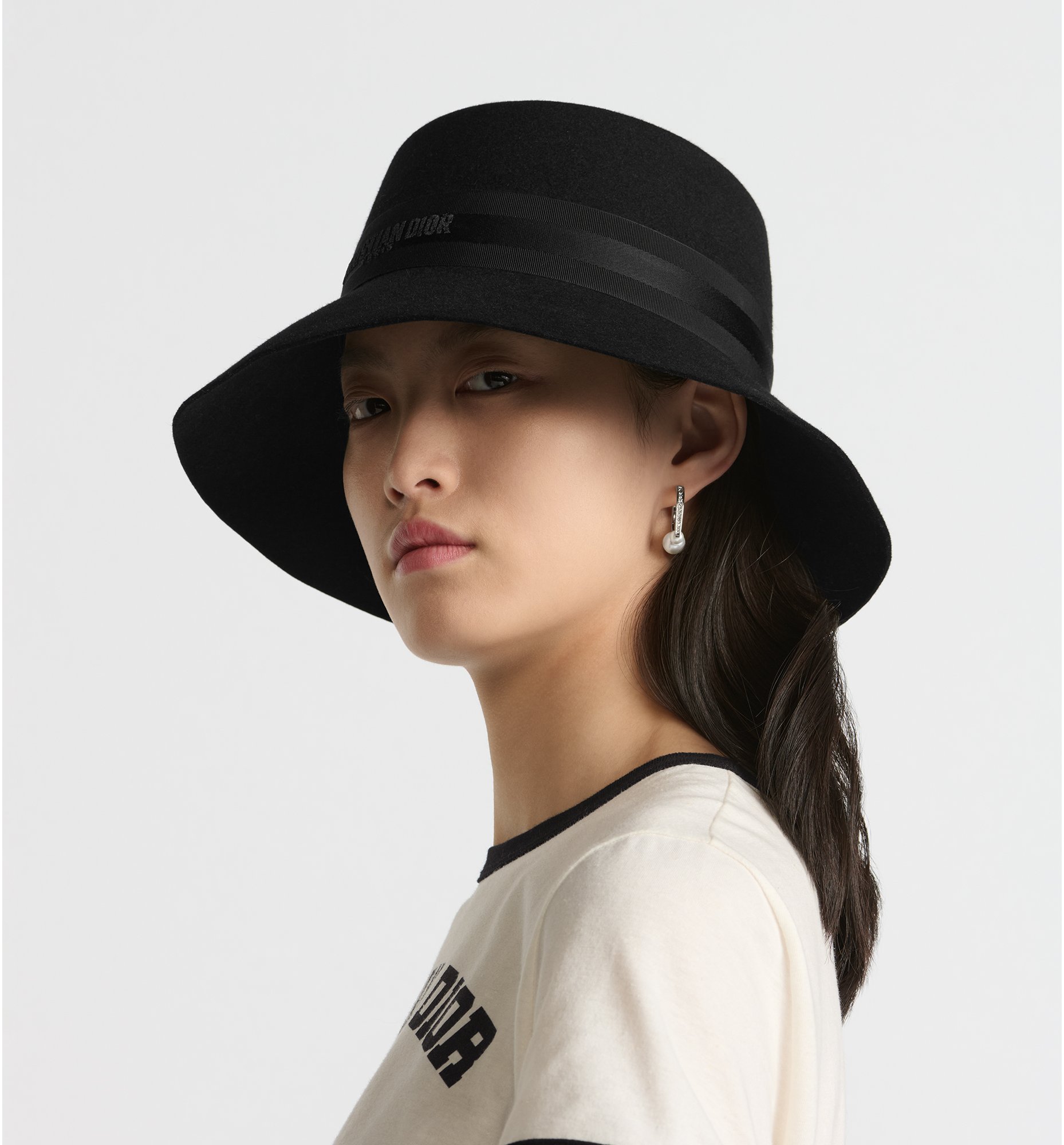 D-Bobby Large-Brim Hat Black Rabbit Felt | DIOR