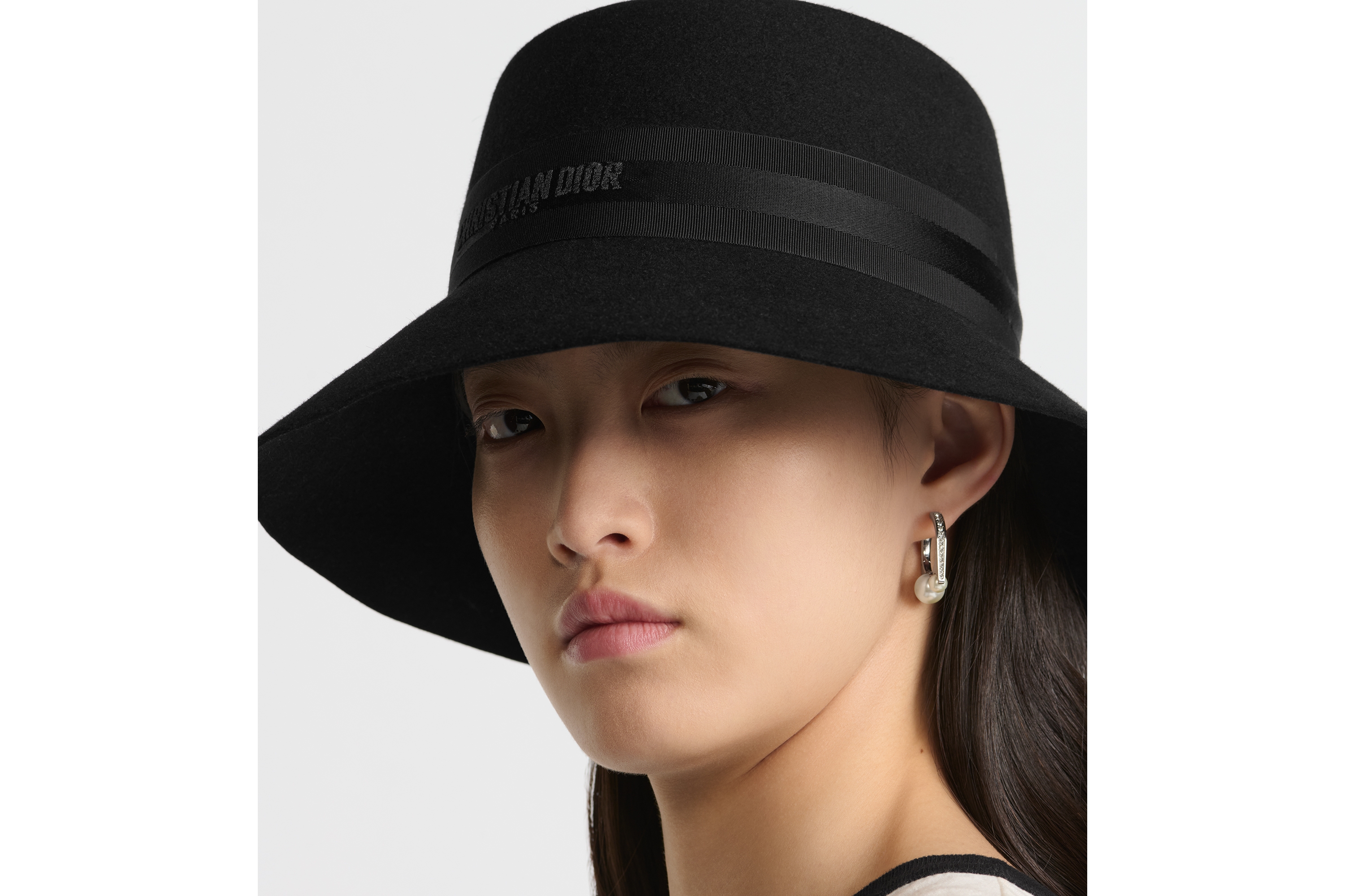 D-Bobby Large-Brim Hat Black Rabbit Felt | DIOR