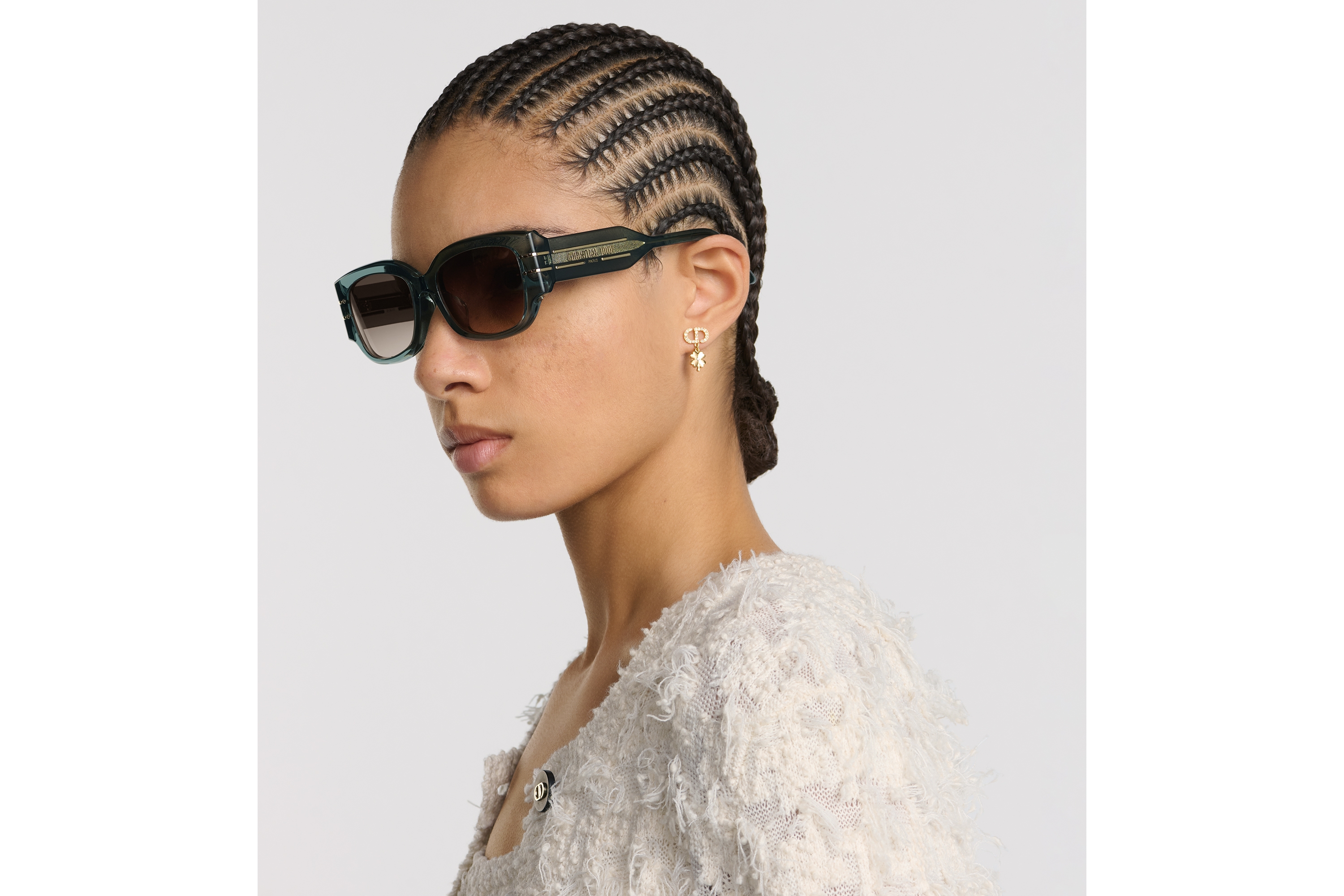 DiorSignature S13F Transparent Sea Green Rectangular Sunglasses | DIOR