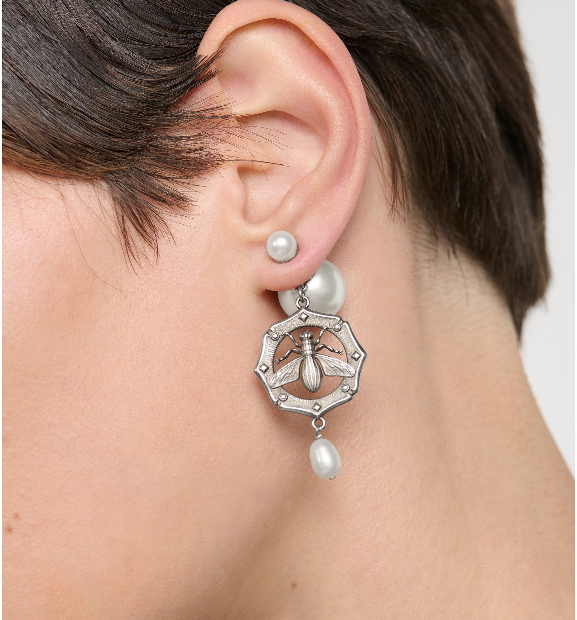 Dior Tribales-oorbellen Zijdemat metaal met palladium afwerking in ...