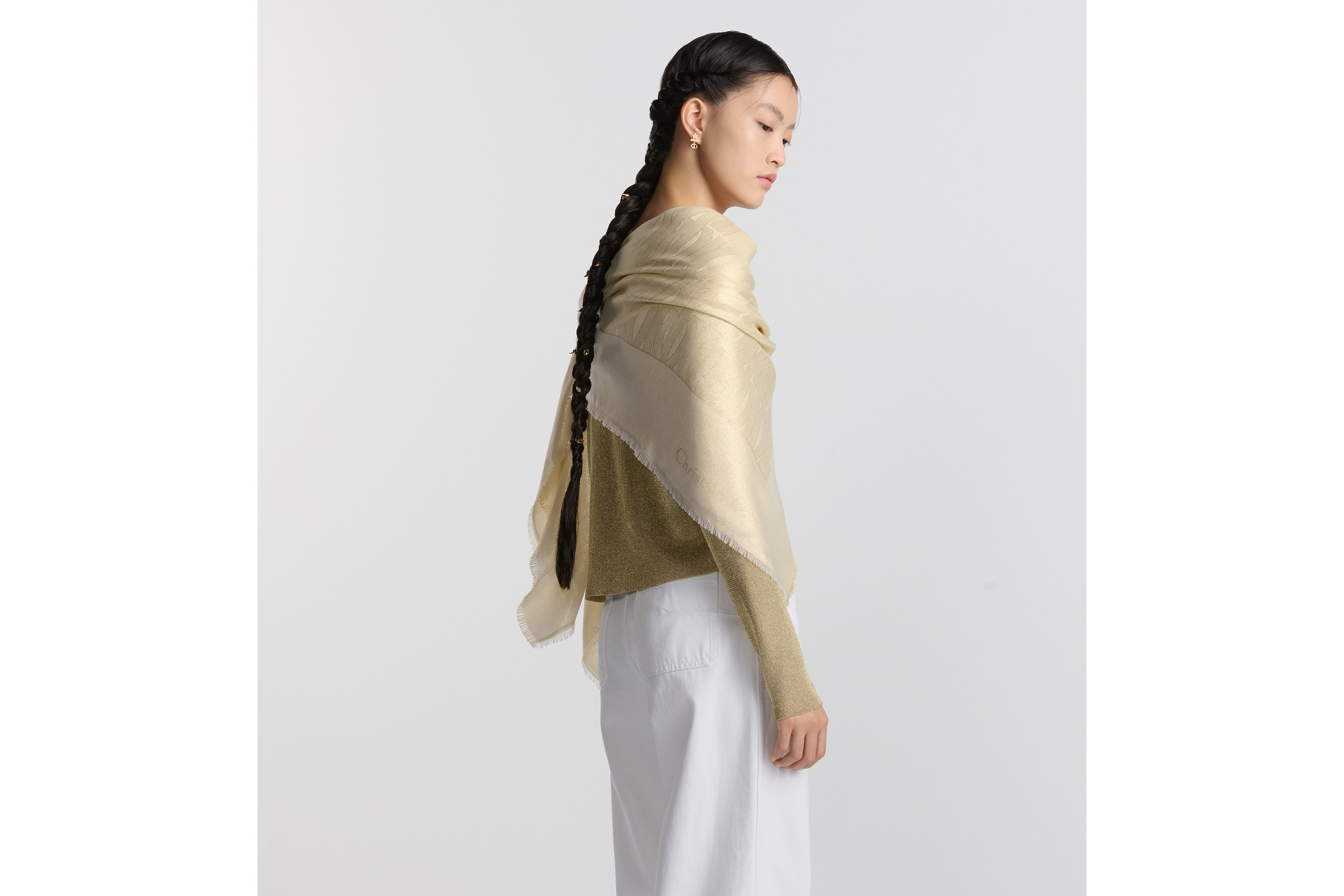 Chal Dior Or Miss Dior Allover Mezcla de seda, lana y cachemira en ...