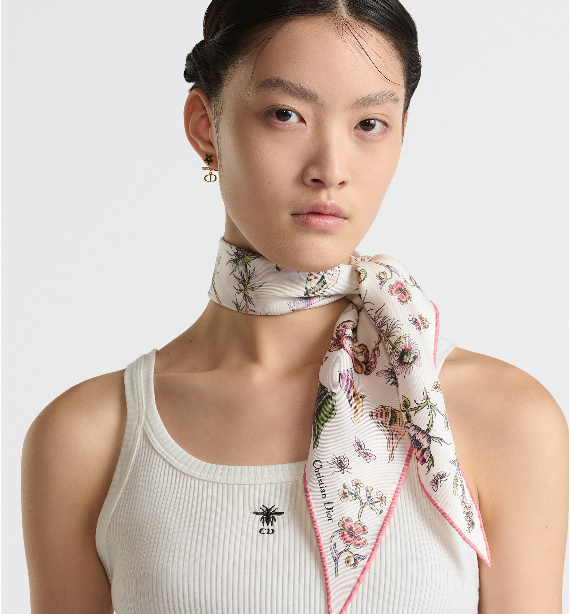 Dior Cabinet de Curiosités Dior Diamond Ivory and Pink Multicolor Silk ...