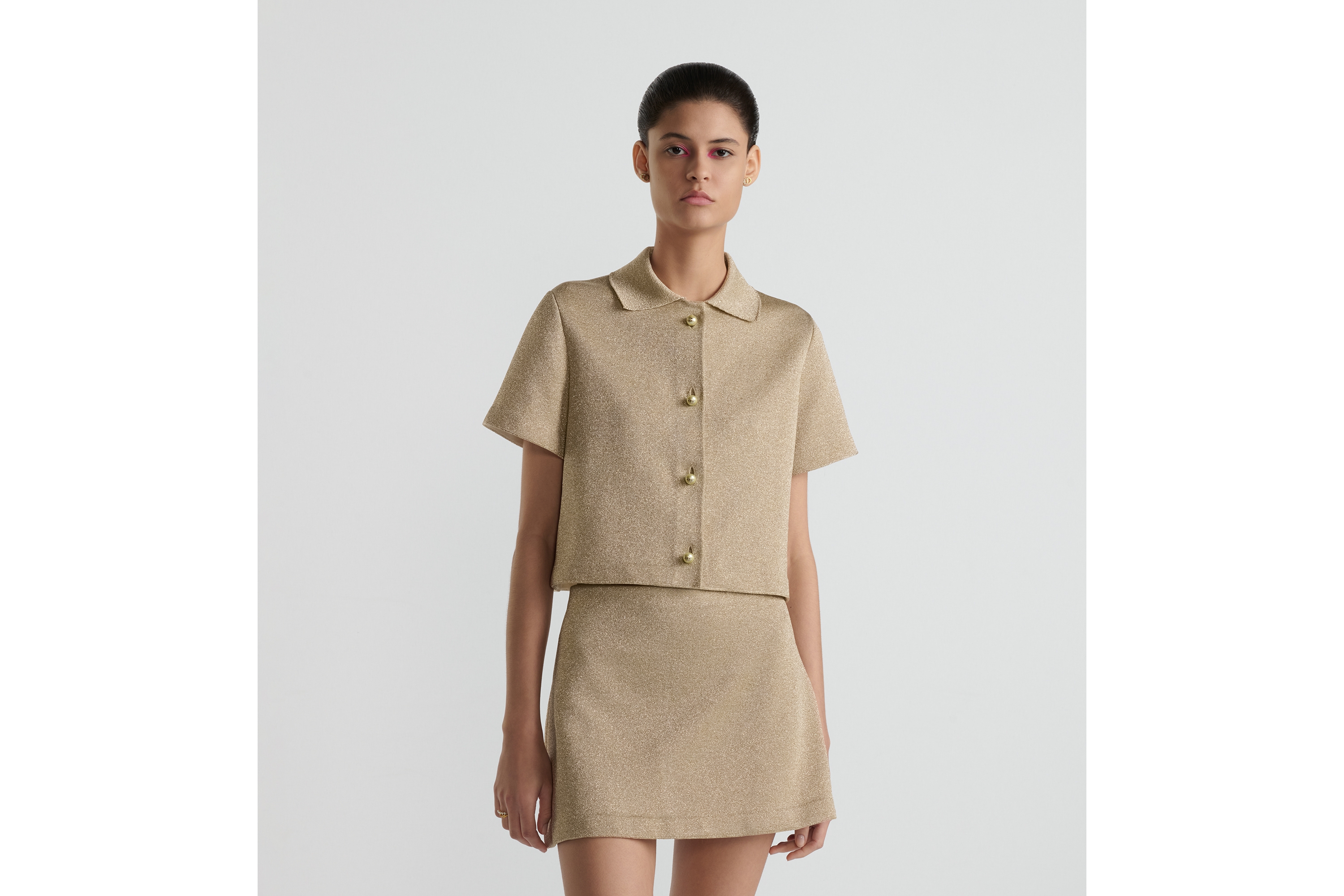 Dior Or Short-Sleeved Jacket Gold-Tone Technical Knit | DIOR