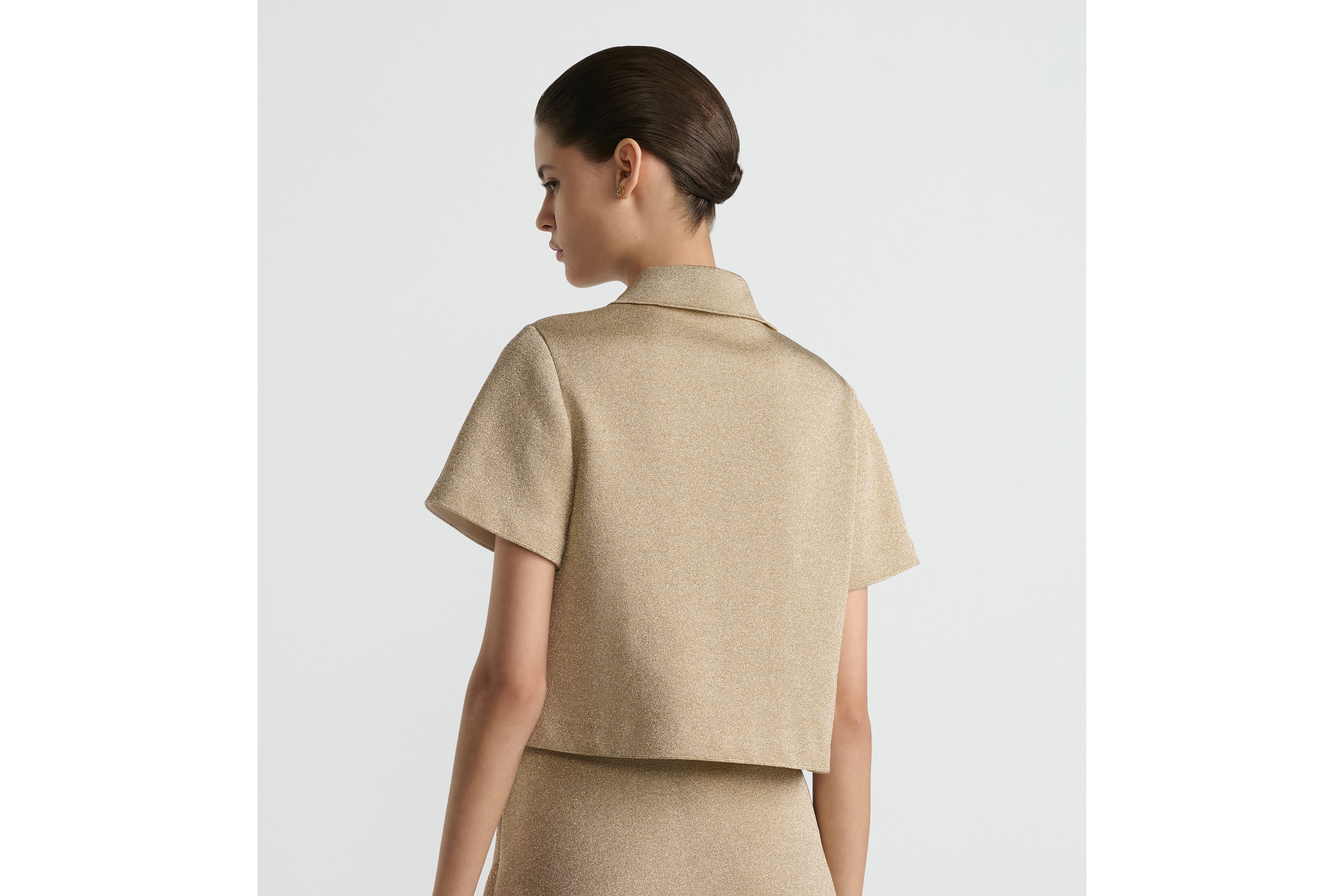 Dior Or Short-Sleeved Jacket Gold-Tone Technical Knit | DIOR