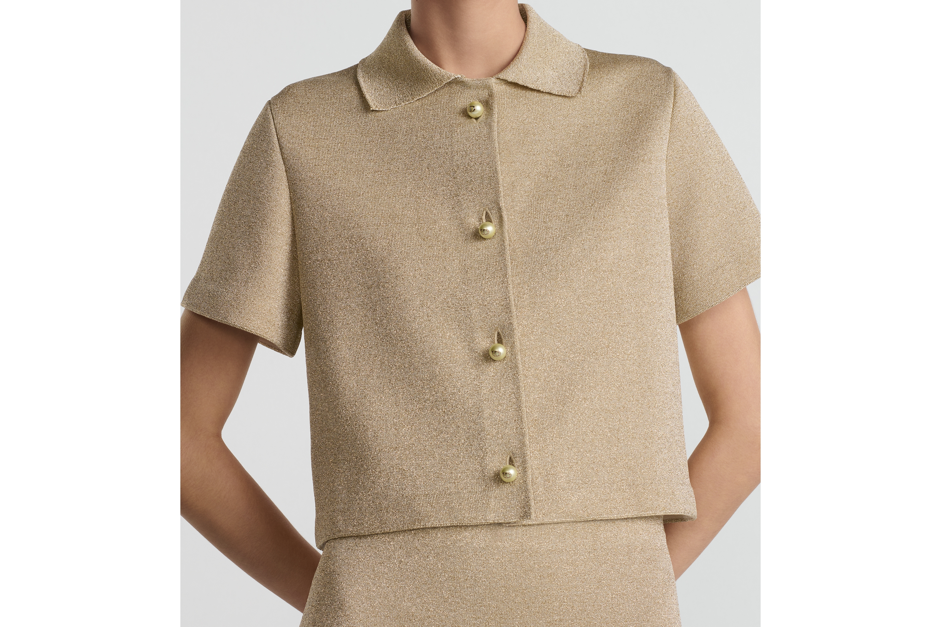 Dior Or Short-Sleeved Jacket Gold-Tone Technical Knit | DIOR