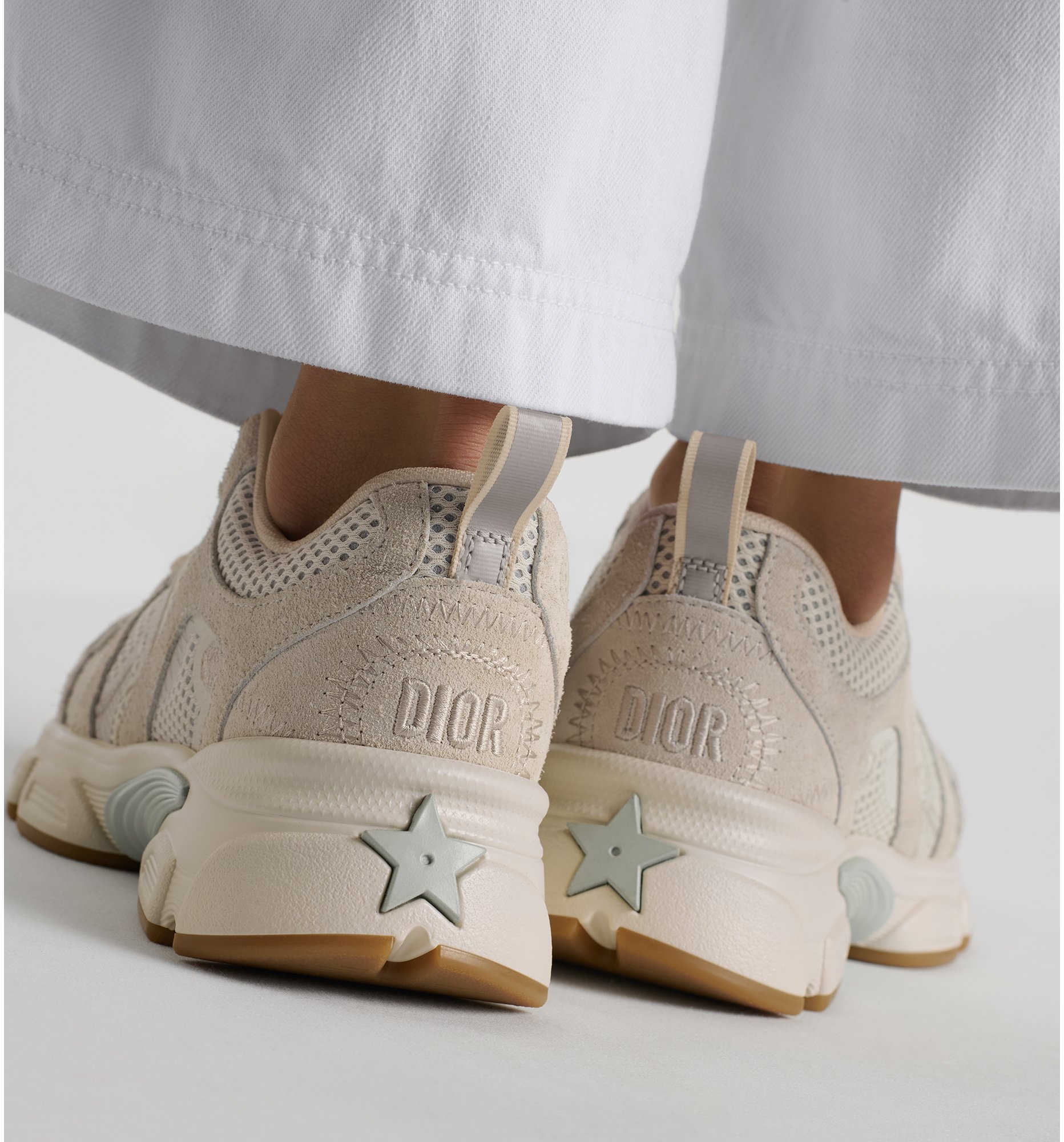 Dior Chrono Sneaker Beige Mesh and Suede Calfskin | DIOR