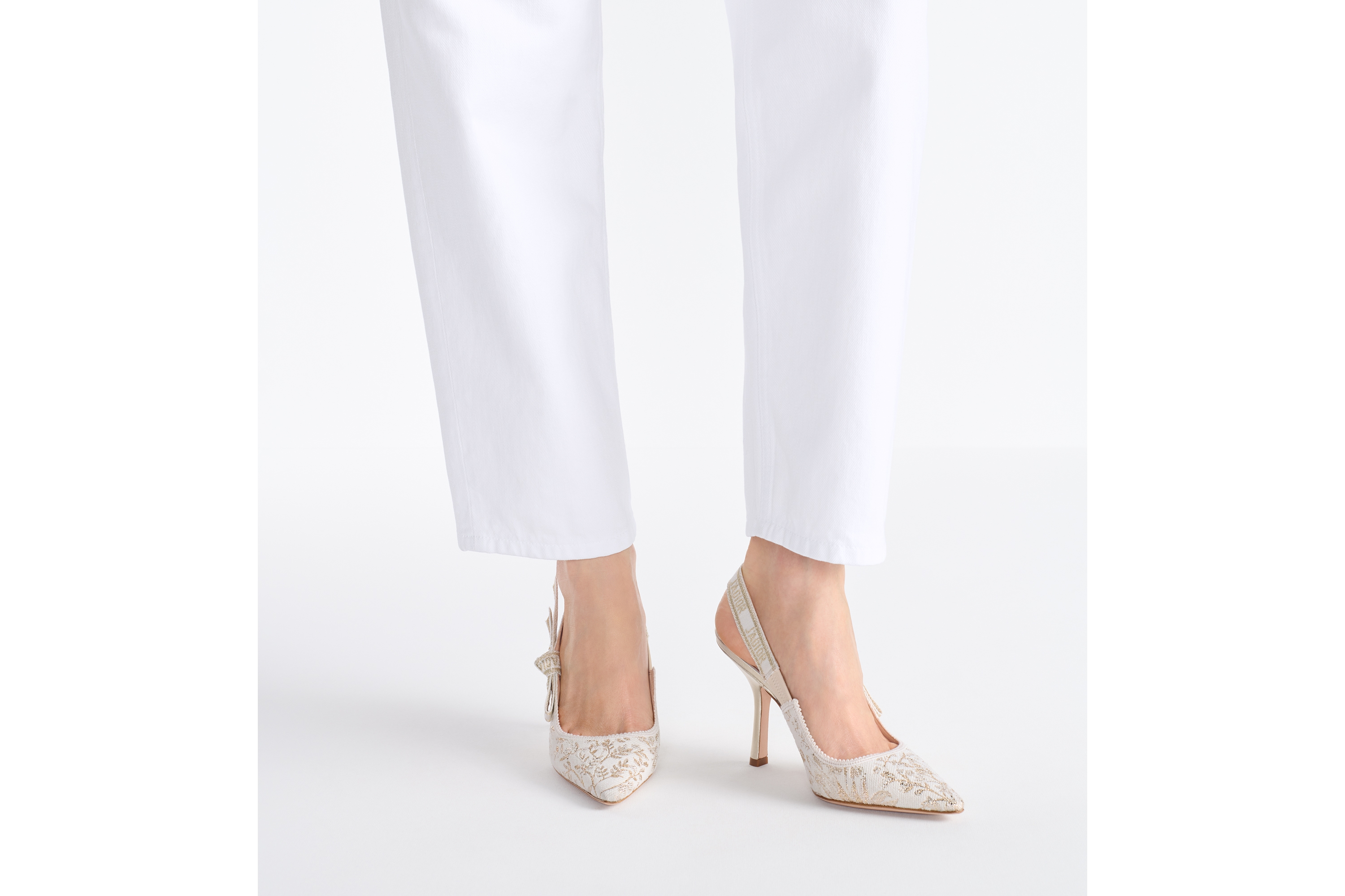 J'Adior Slingback Pump White and Gold-Tone Millefiori Jacquard | DIOR