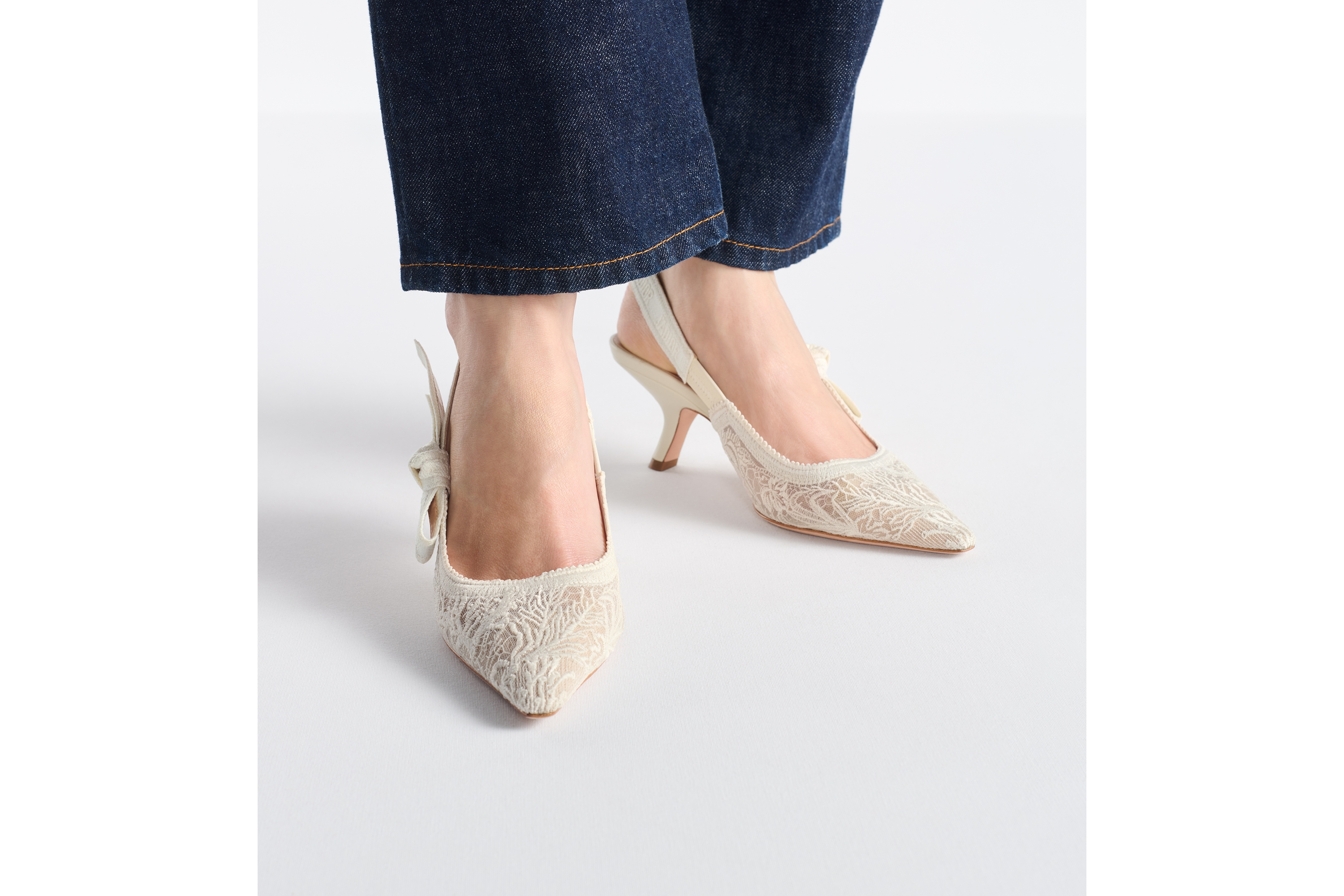 J'Adior Slingback Pump Transparent Mesh Embroidered with White Dior ...