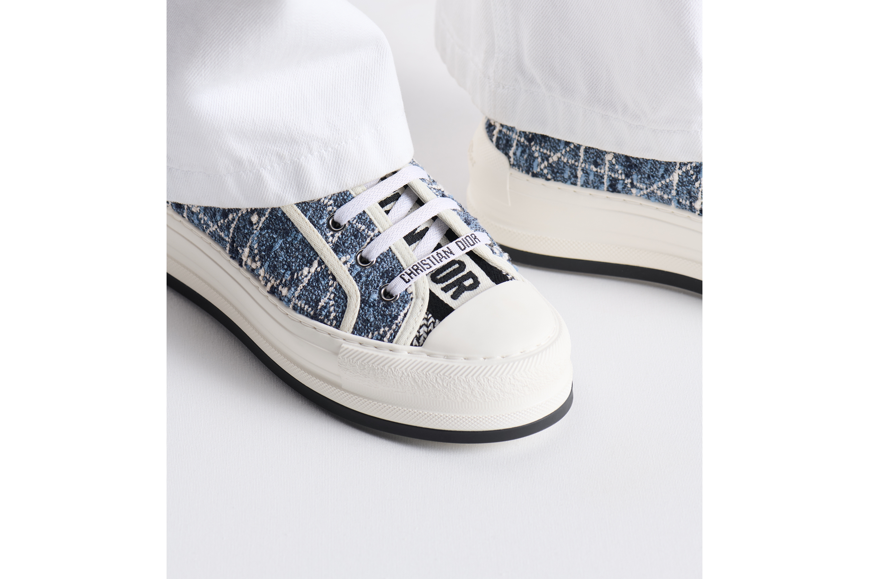 Walk'n'Dior Platform Sneaker Denim Blue Cannage Tweed | DIOR