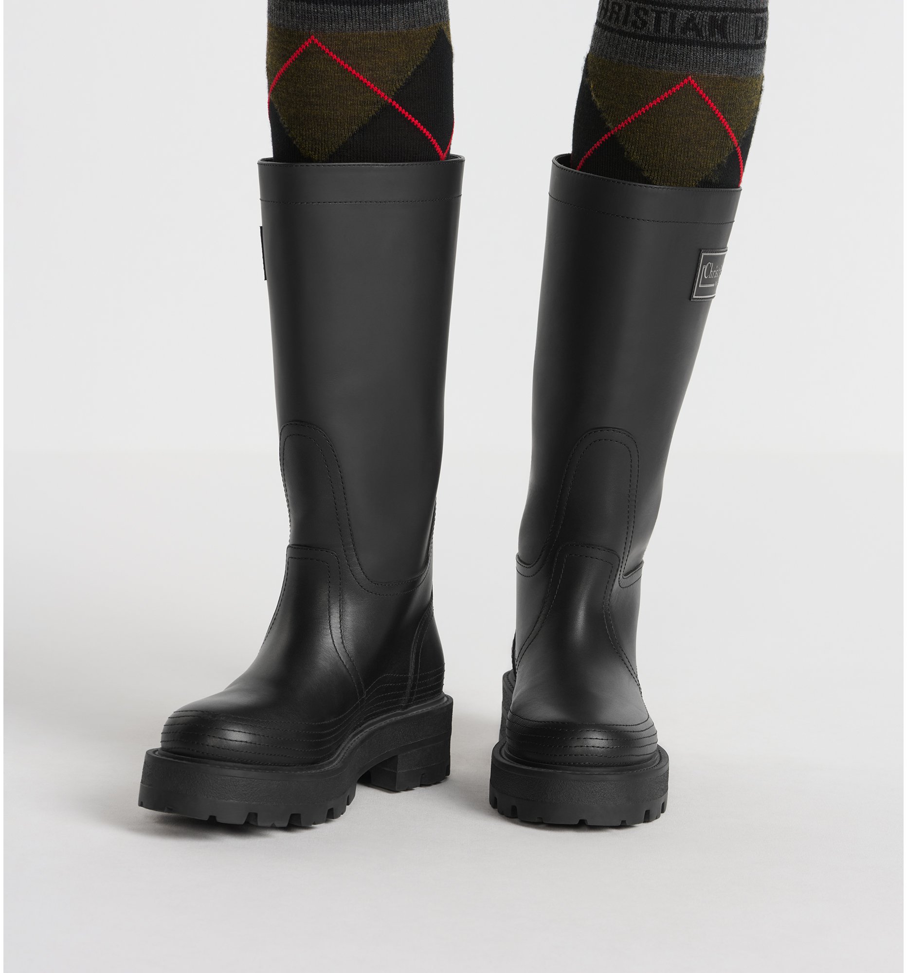 D-Scots-laars Zwart kalfsleer met rubbereffect | DIOR