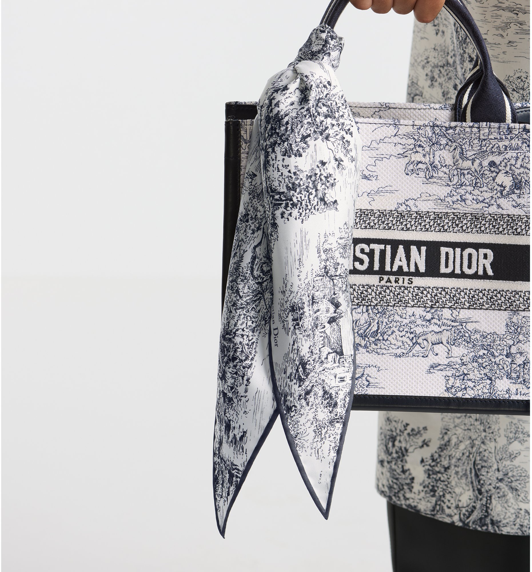 Toile de Jouy Scotland Dior Diamond White and Navy Blue Silk Twill | DIOR