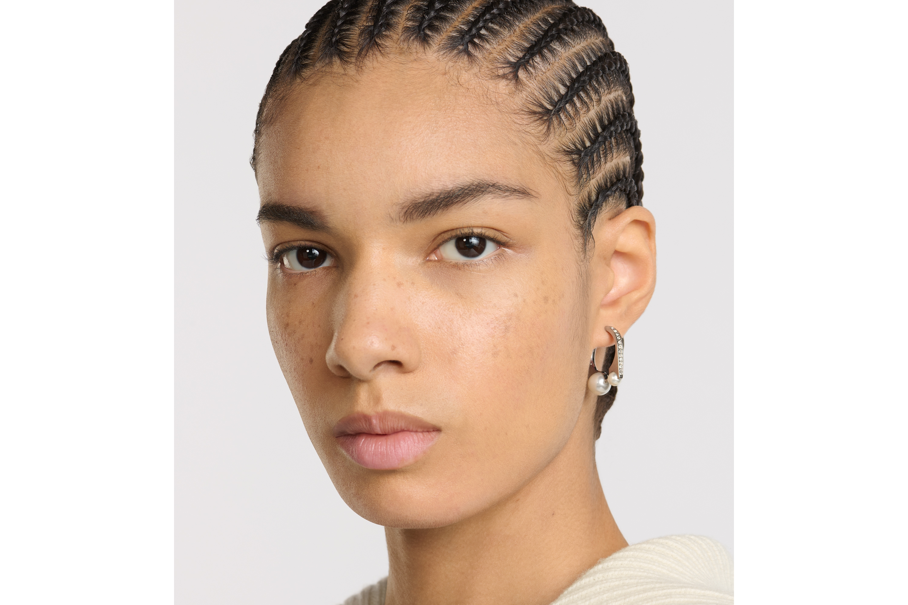 Medium Dior Tribales New Look Earrings Silver-Finish Metal with White ...