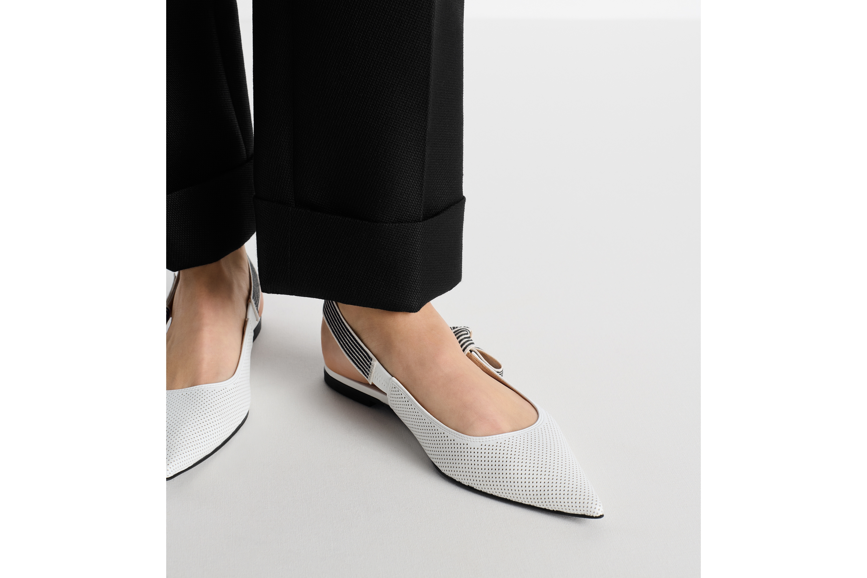 Dior Toujours Slingback Flat White Perforated Supple Lambskin | DIOR