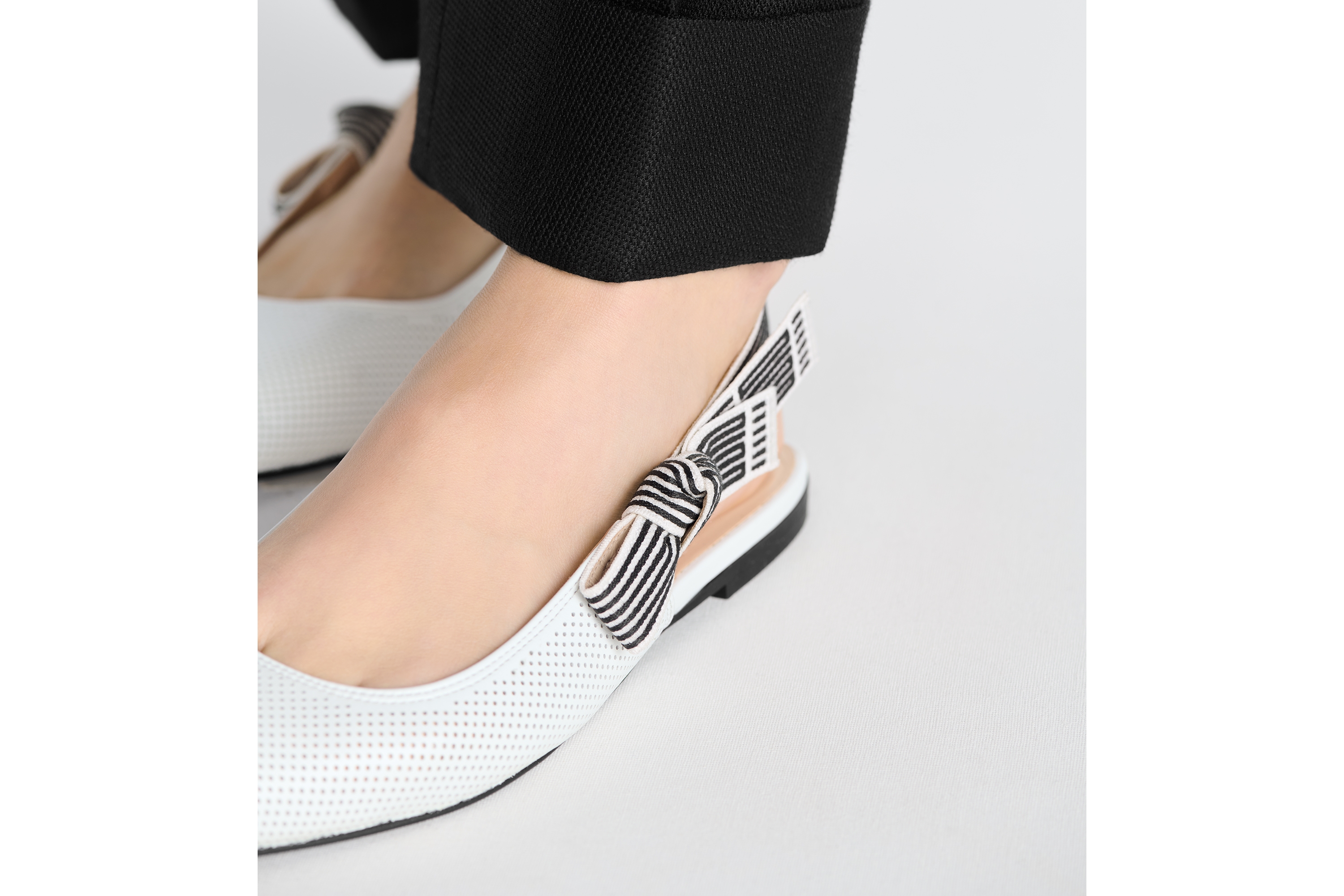 Dior Toujours Slingback Flat White Perforated Supple Lambskin | DIOR