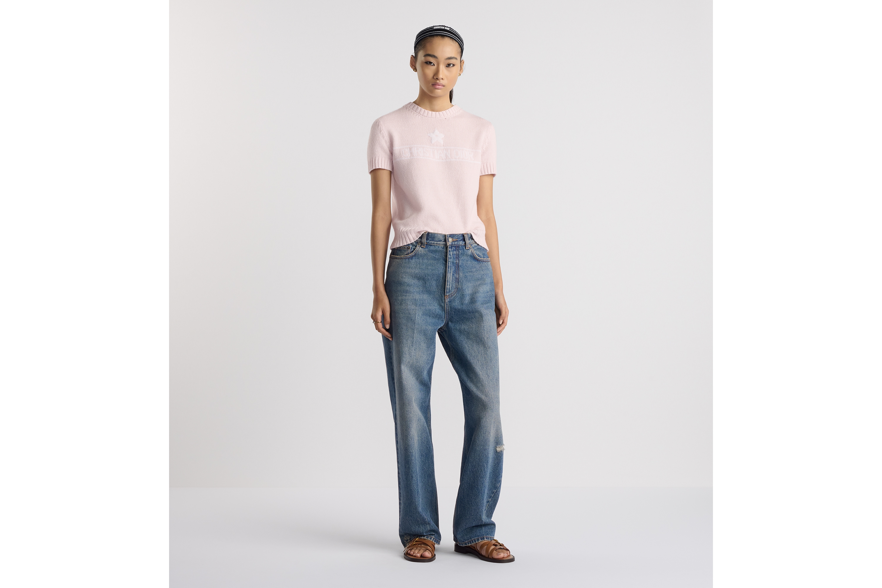 Short-Sleeved Sweater Pink Cashmere Knit | DIOR