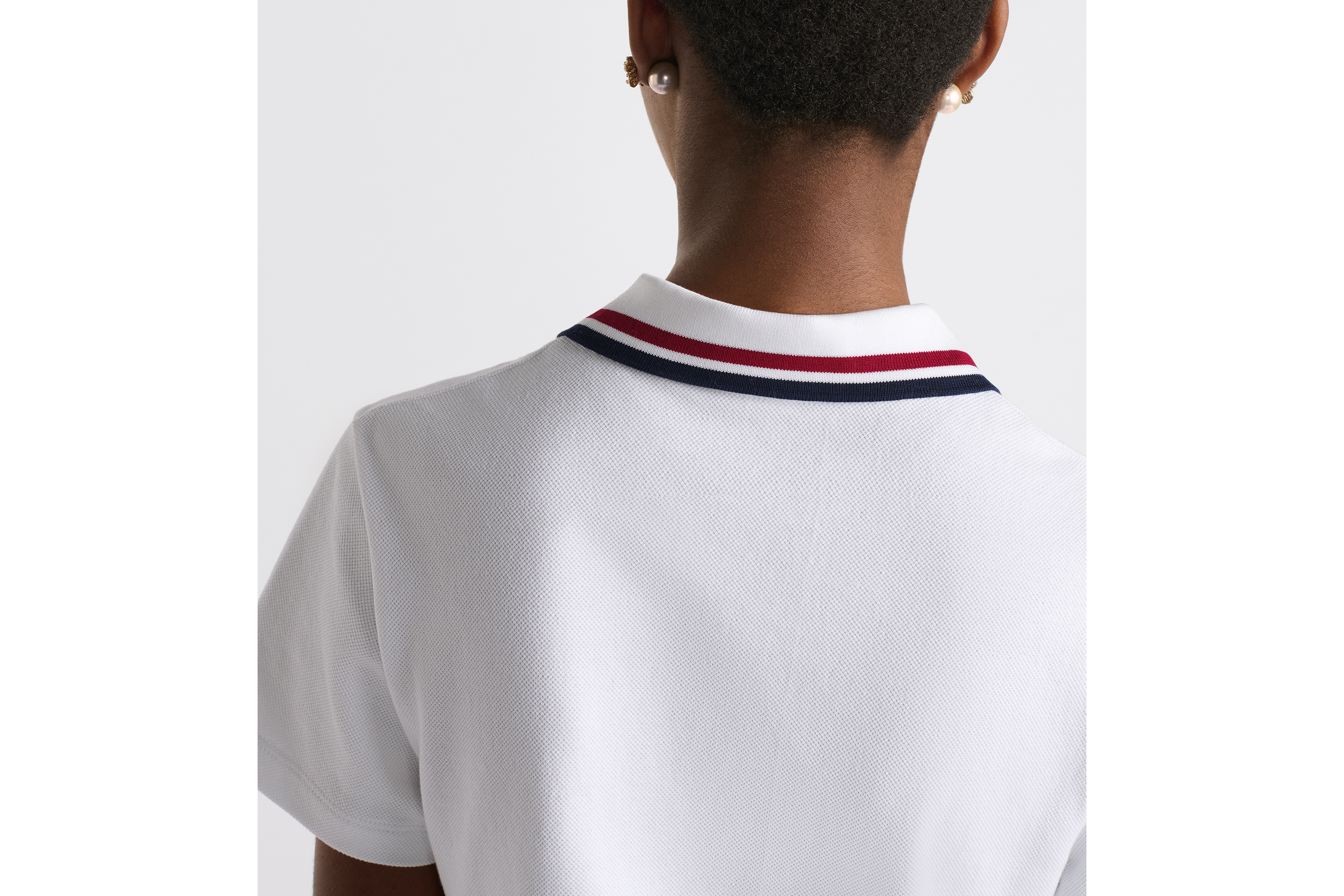 Dior Vibe Polo Shirt White Cotton-Blend Jersey with Three-Tone ...