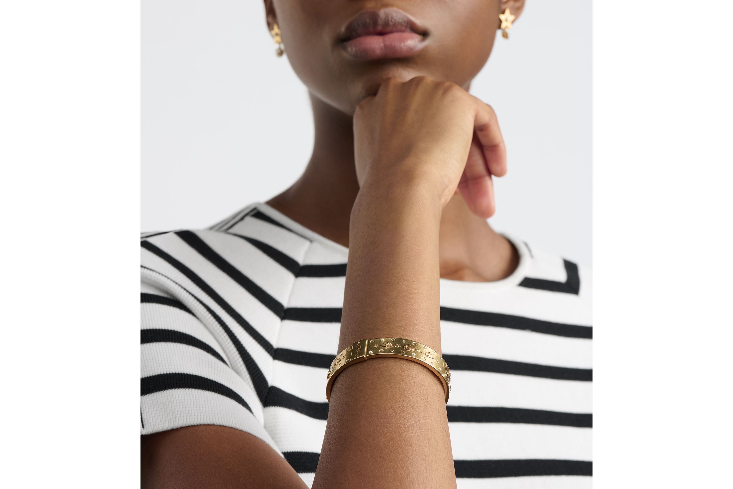 Dior Céleste Bangle Gold-Finish Metal with White Resin Pearls and ...