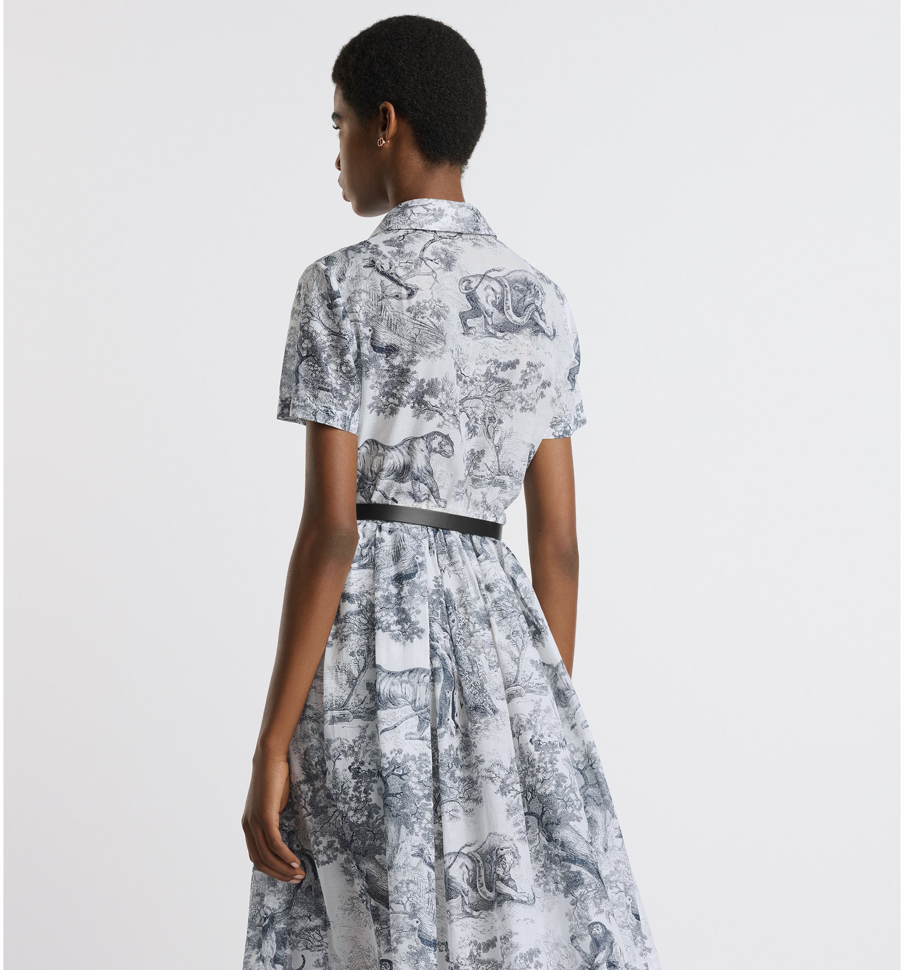 Robe-chemise mi-longue Mousseline de coton à motif Toile de Jouy blanc ...