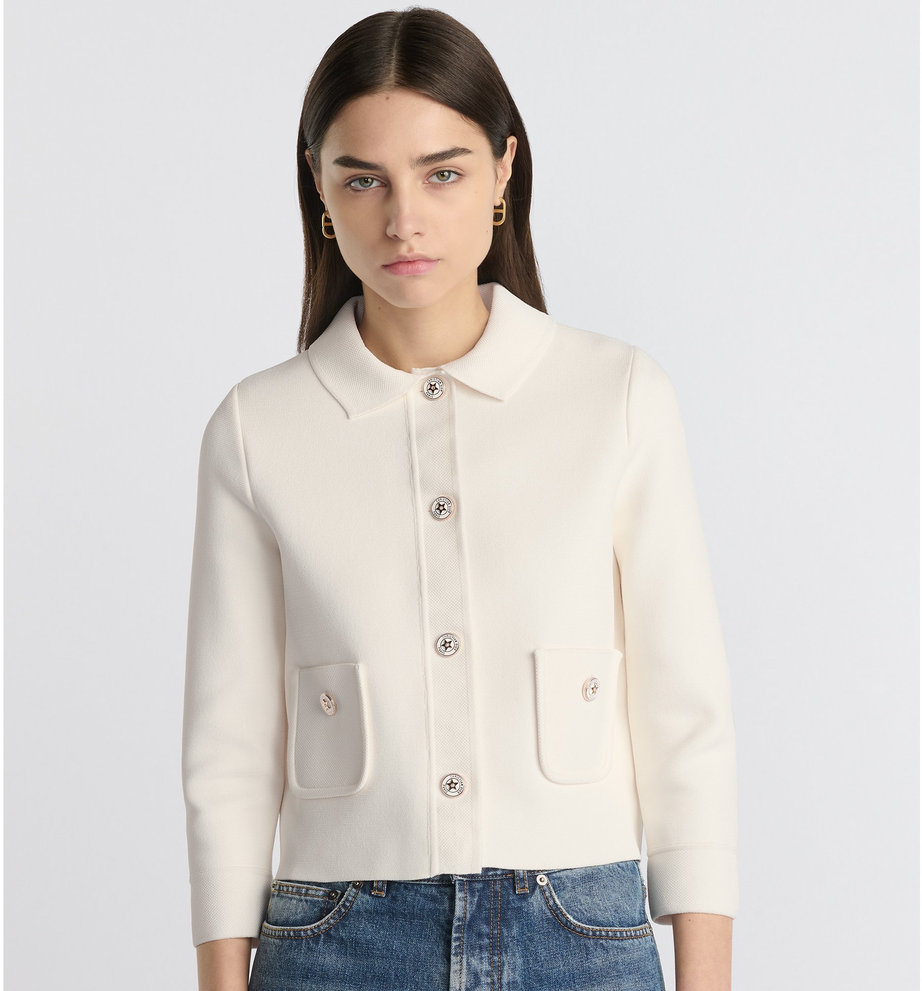 Cropped Jacket White Technical Mesh | DIOR