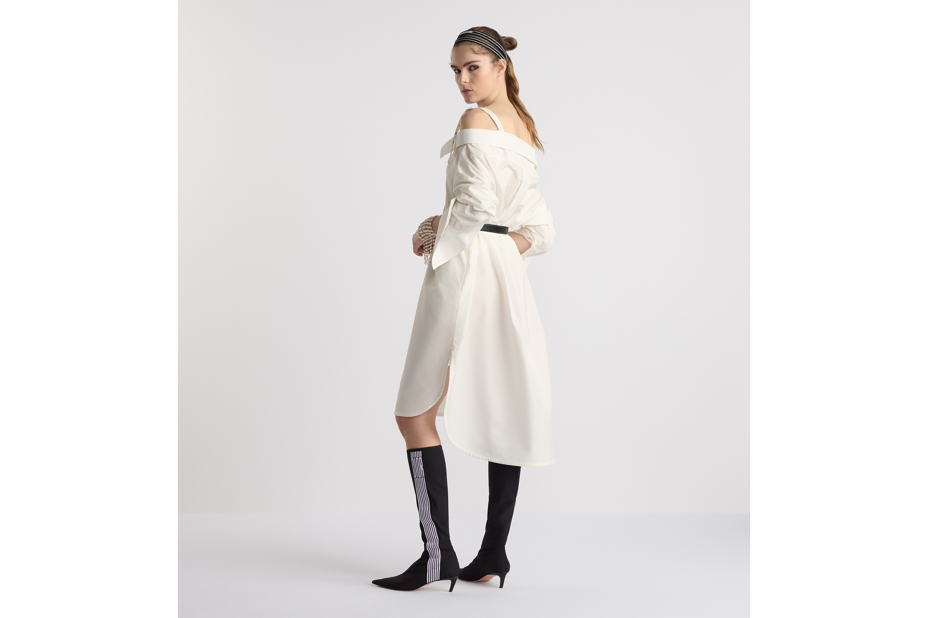 Shirtdress White Lightweight Cotton and Silk Poplin | DIOR