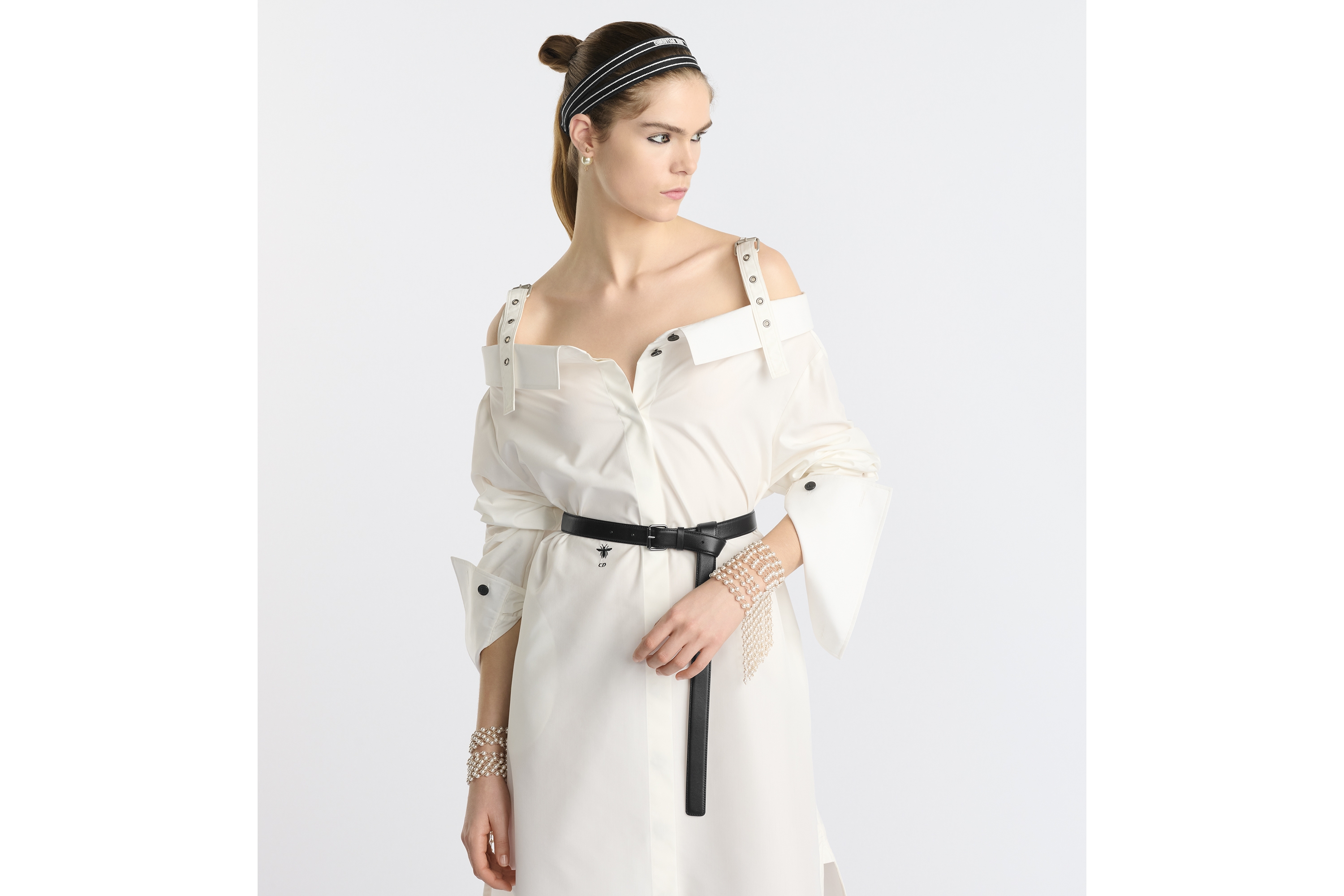 Shirtdress White Lightweight Cotton and Silk Poplin | DIOR
