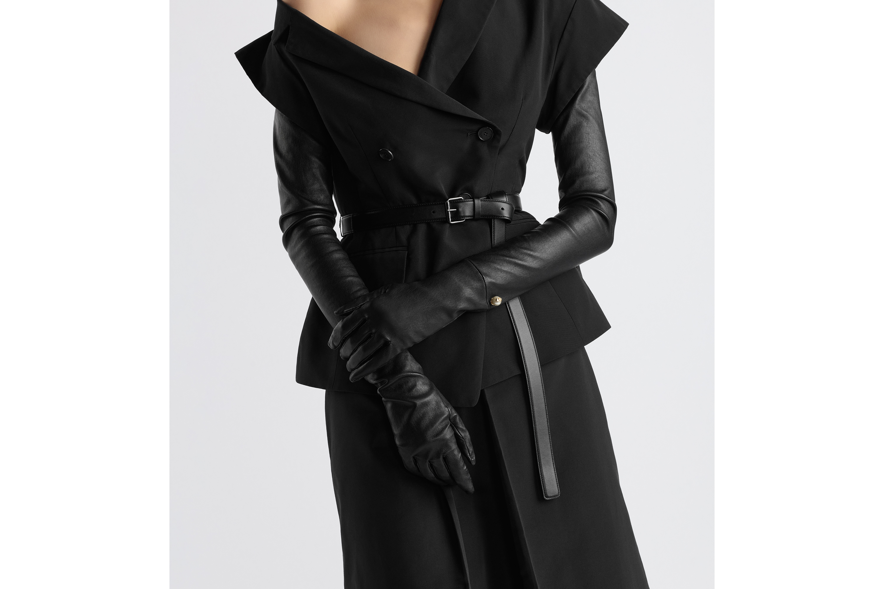 Dior Tribales Long Gloves Black Stretch Lambskin | DIOR
