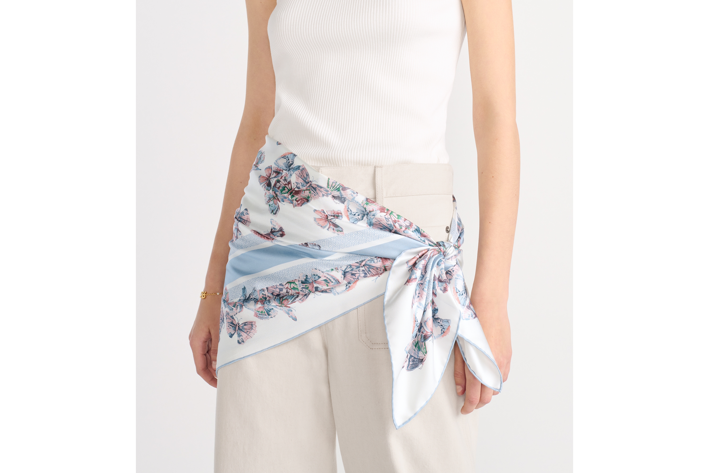 Vierkante sjaal met Dior Camo Papillon-motief, 90 x 90 cm Witte en ...