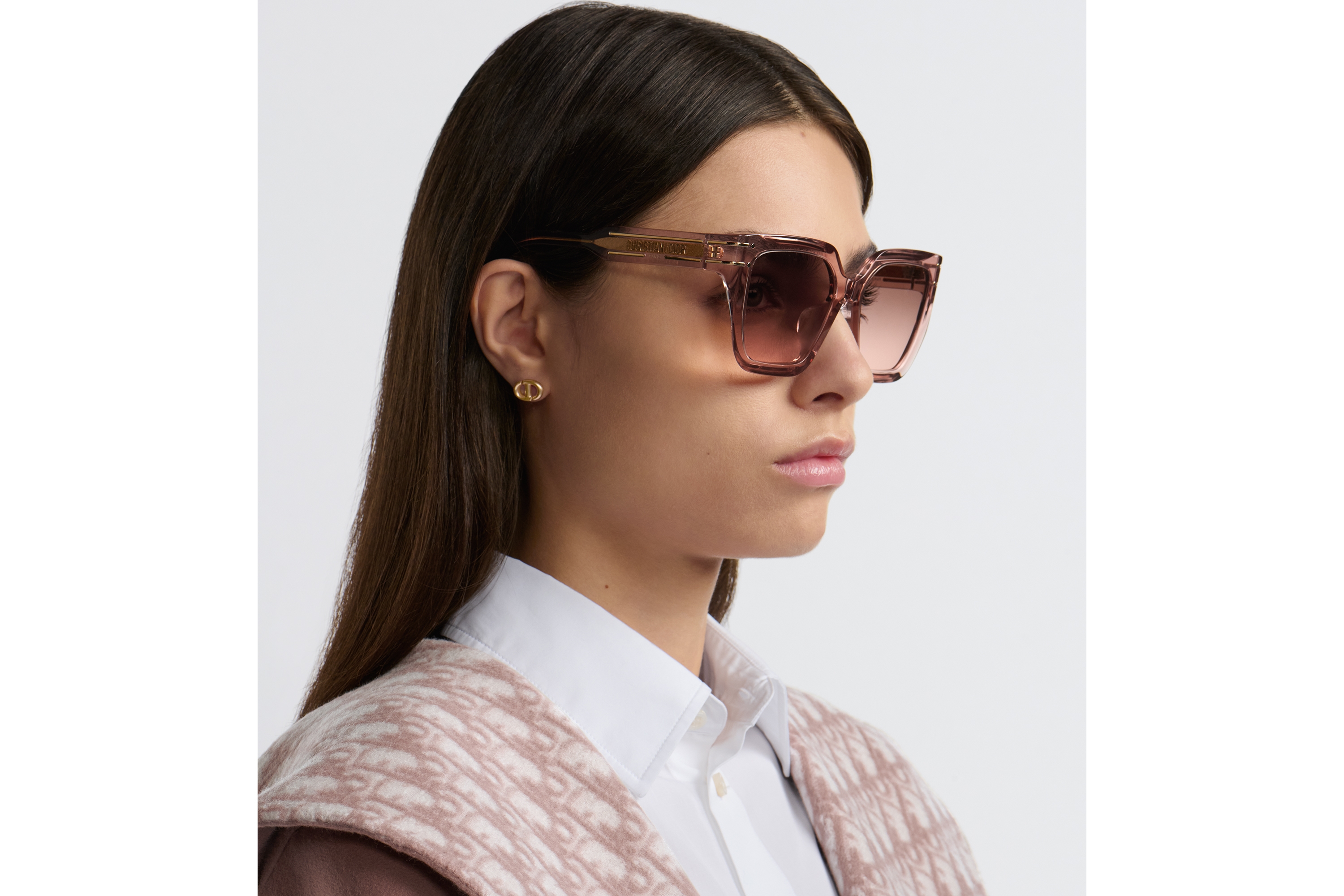 DiorSignature S10F Lunettes de soleil carrées rose transparent | DIOR