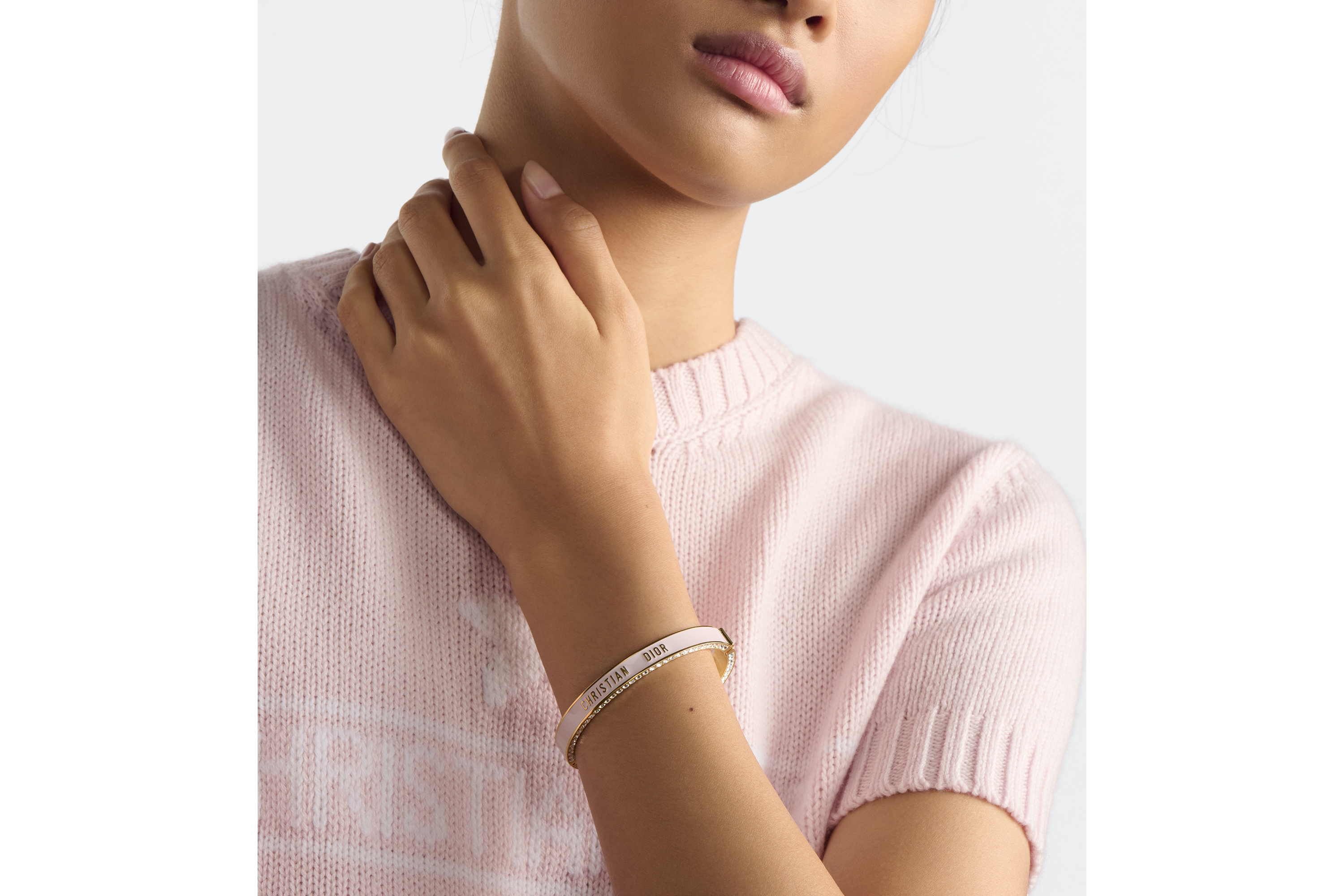 Dior Night Code Bangle Gold-Finish Metal with White Crystals and Pale ...