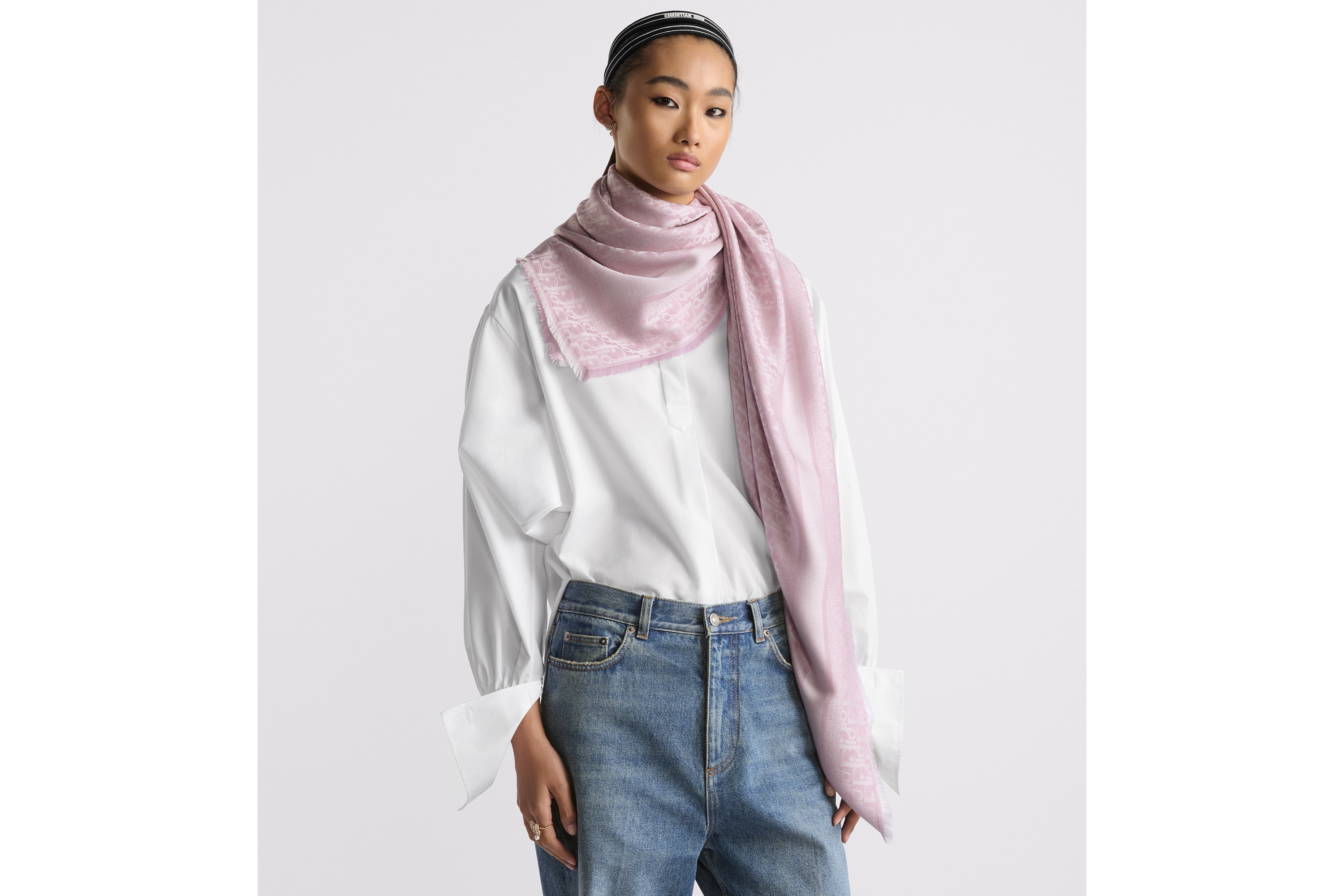 Dior Oblique Shawl Purple Silk, Wool and Cashmere | DIOR