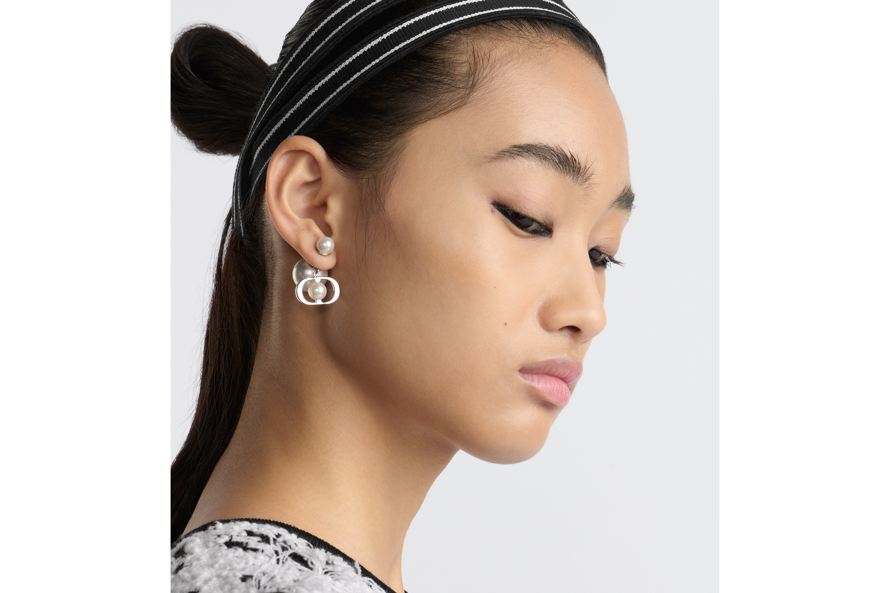 Dior Tribales Earrings Silver-Finish Metal with White Resin Pearls | DIOR