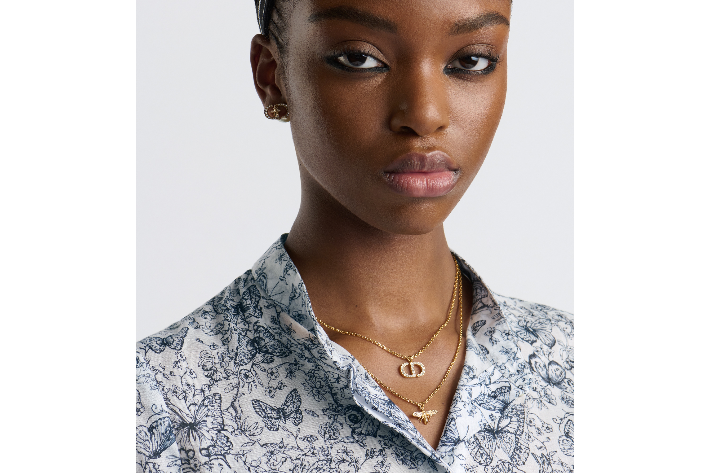 Petit CD Bee Necklace Gold-Finish Metal and Silver-Tone Crystals | DIOR