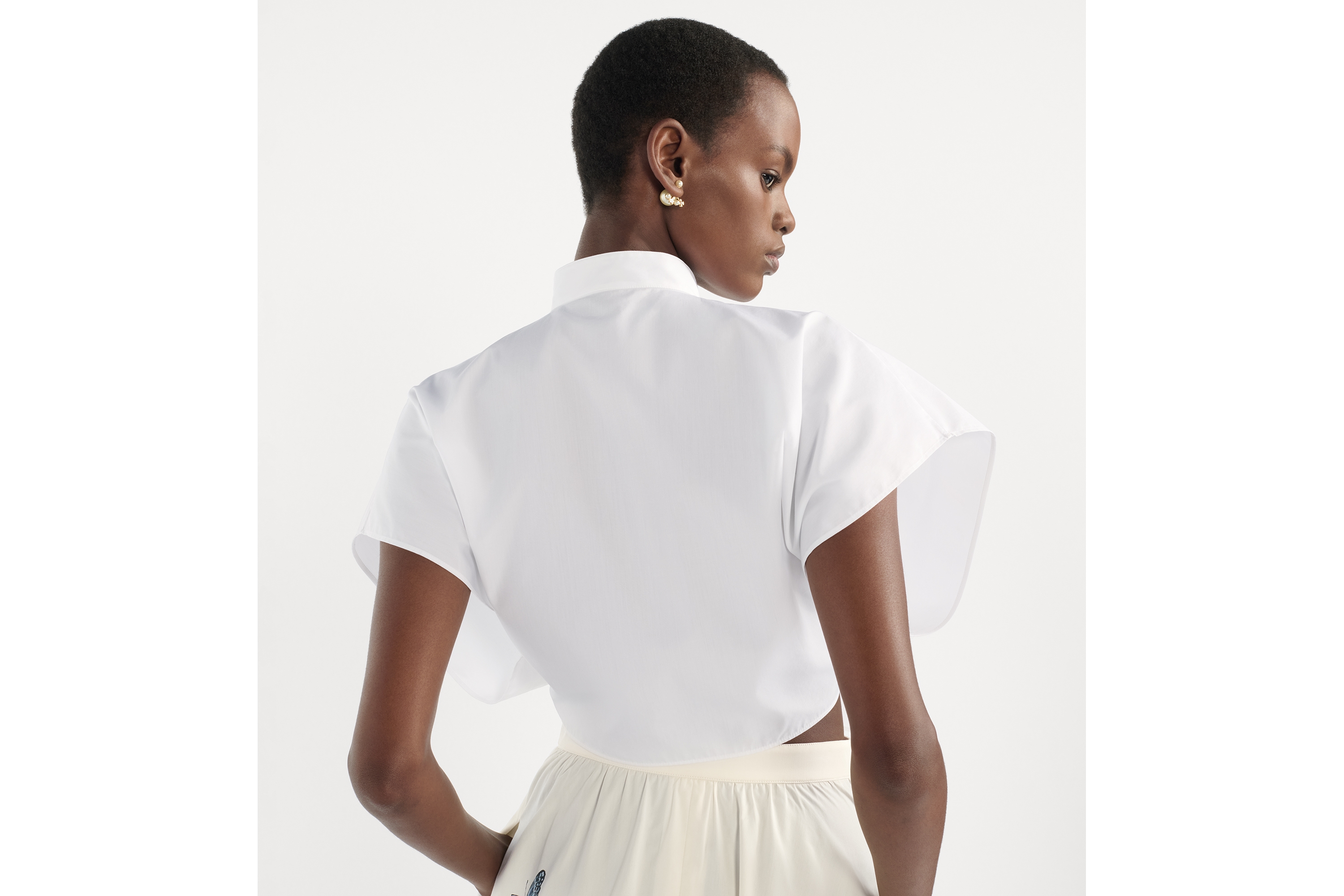 Korte, geknoopte Dioriviera-blouse Wit katoenpoplin | DIOR