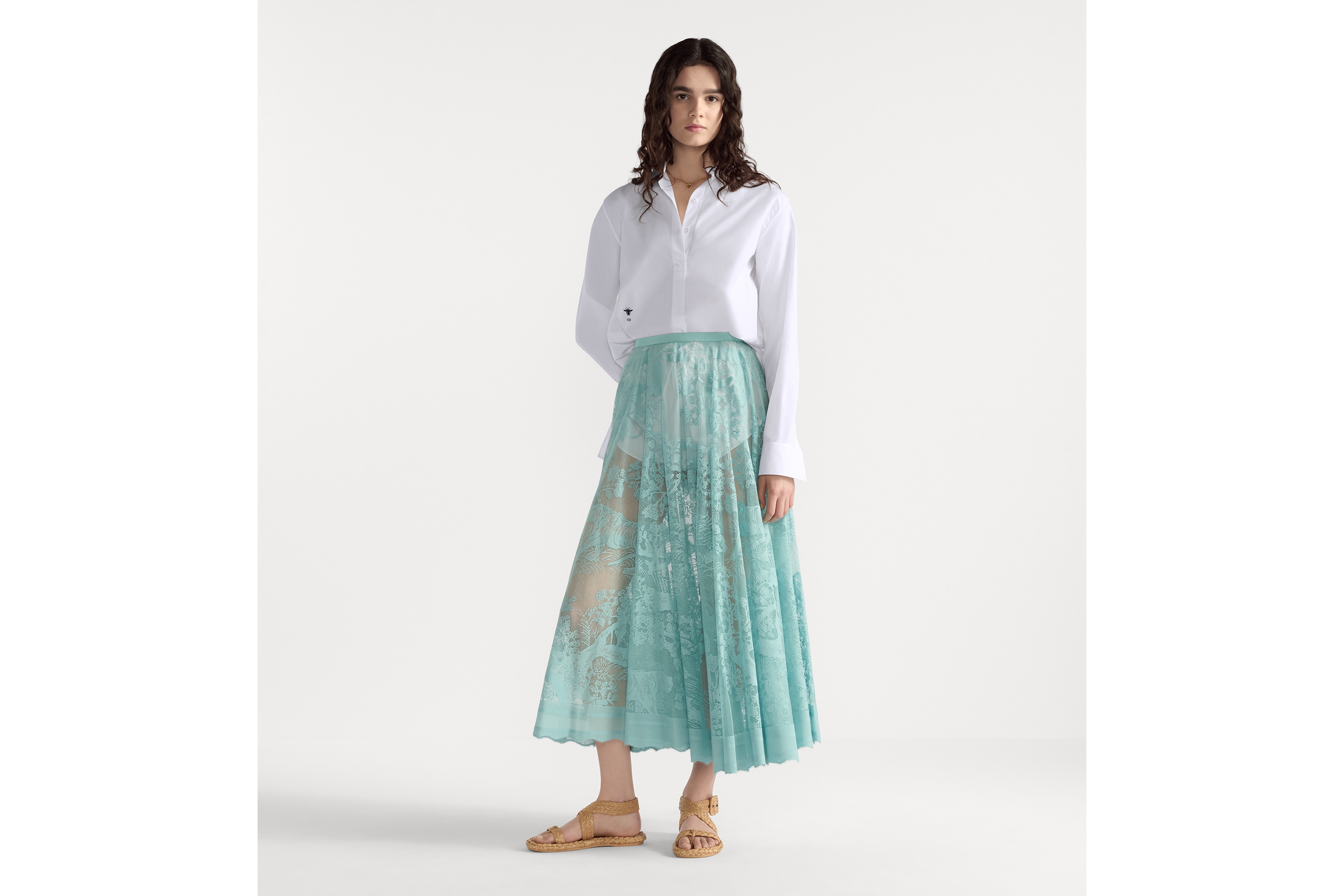 Dioriviera Long Blouse White Cotton Poplin | DIOR
