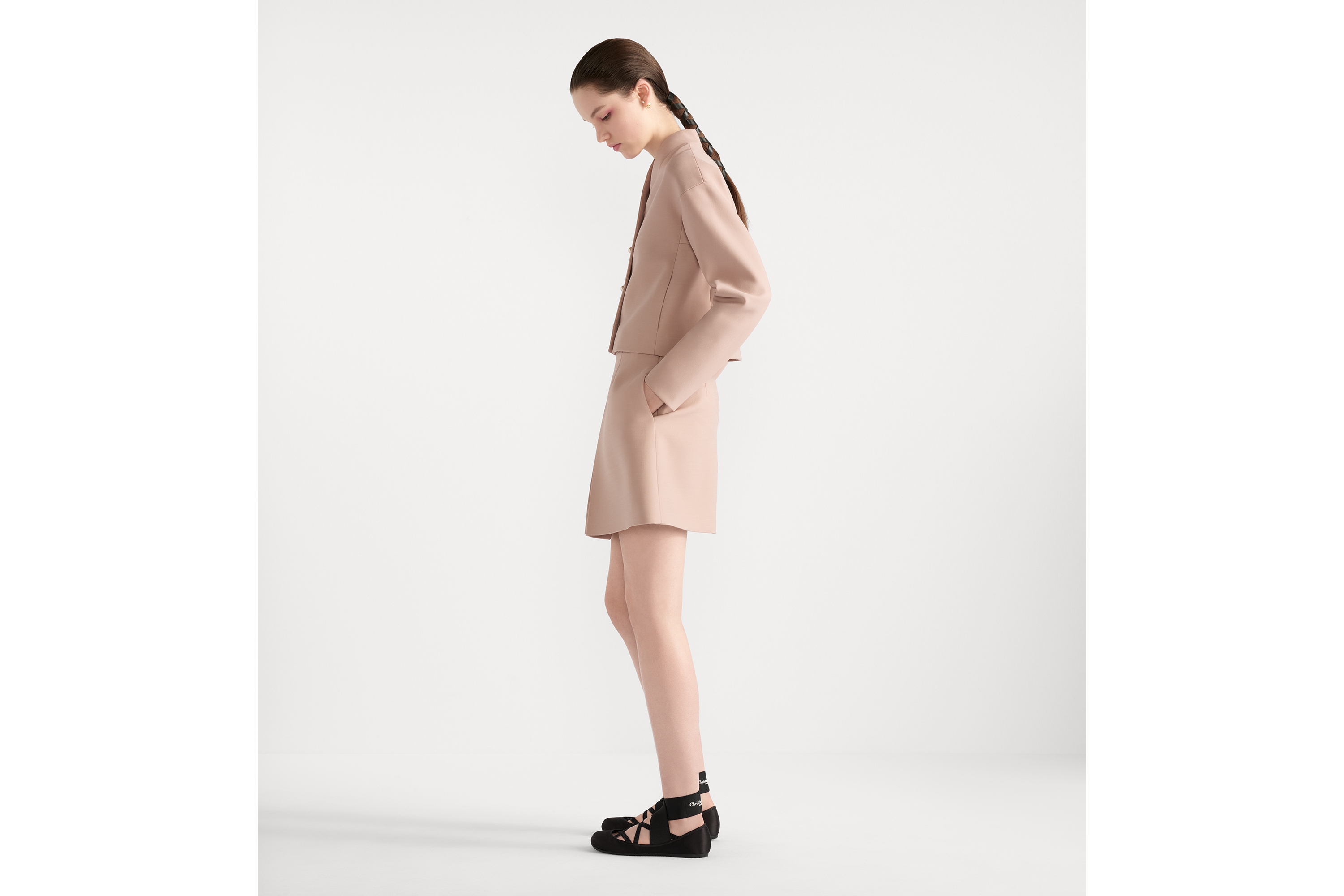 Mini jupe évasée Laine et soie roses | DIOR