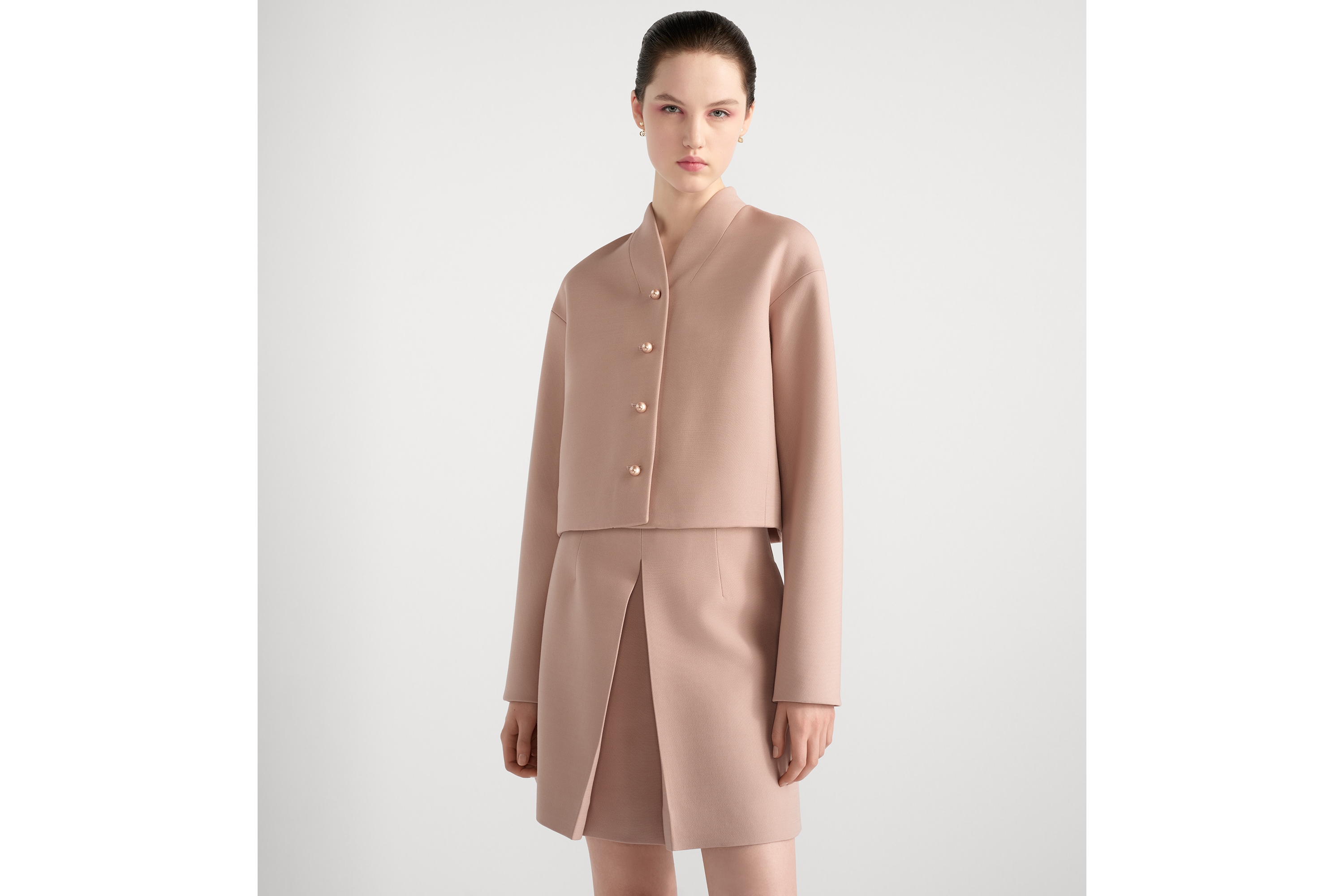 Mini jupe évasée Laine et soie roses | DIOR