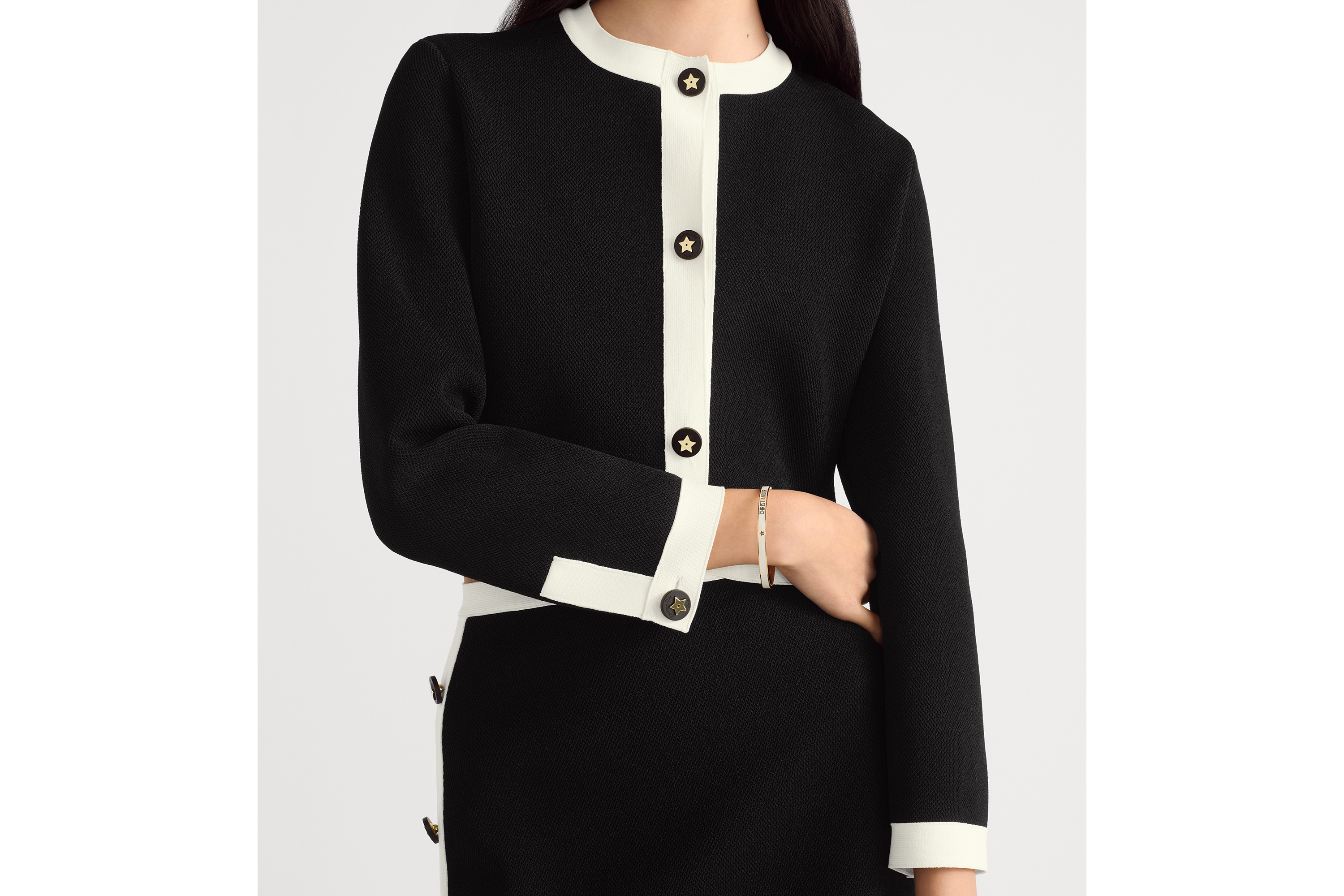 Veste courte Dioriviera Maille technique noire et écrue | DIOR