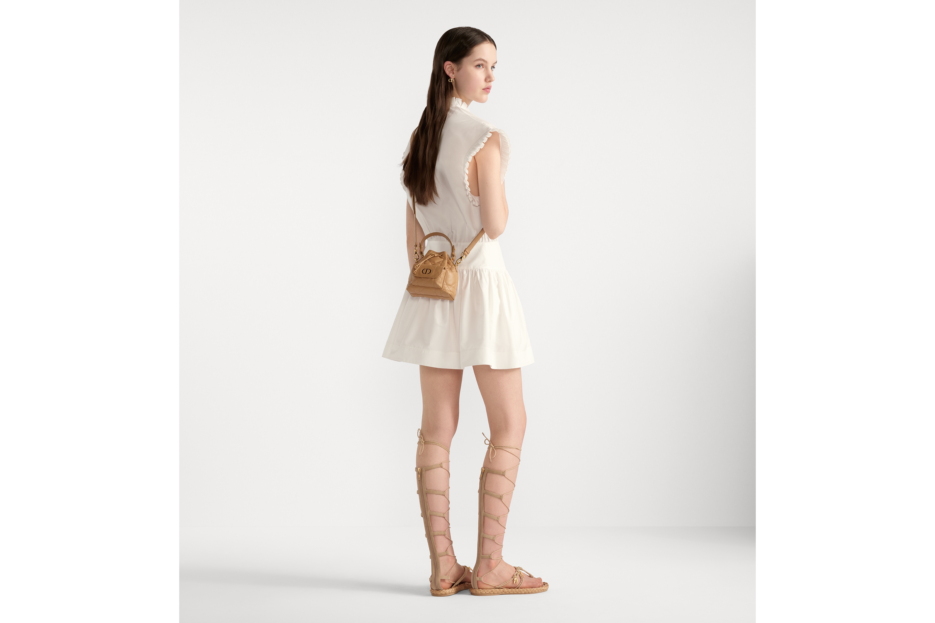 Dior Caro Nano Bucket Bag Light Gold-Tone Macrocannage Lambskin | DIOR