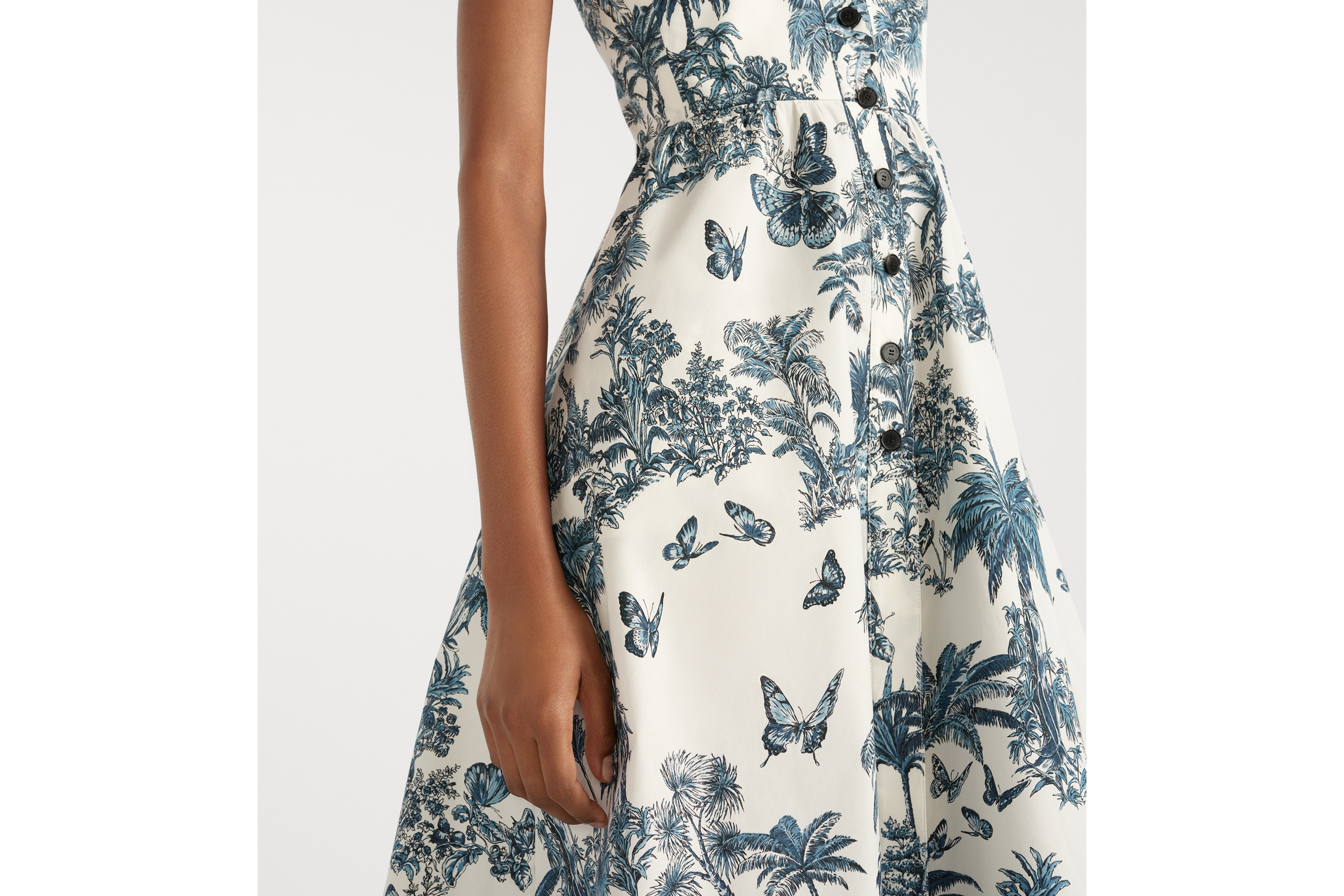 Robe mi-longue évasée Dioriviera Popeline de coton et soie à motif ...