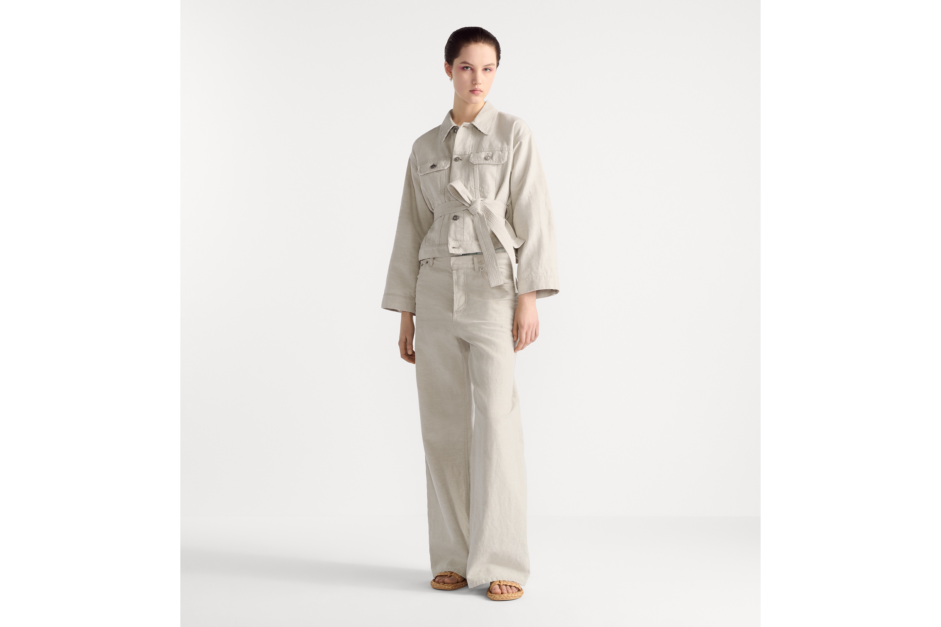 Dior 8 Flared Jeans, D05 Ecru Cotton and Linen Denim | DIOR