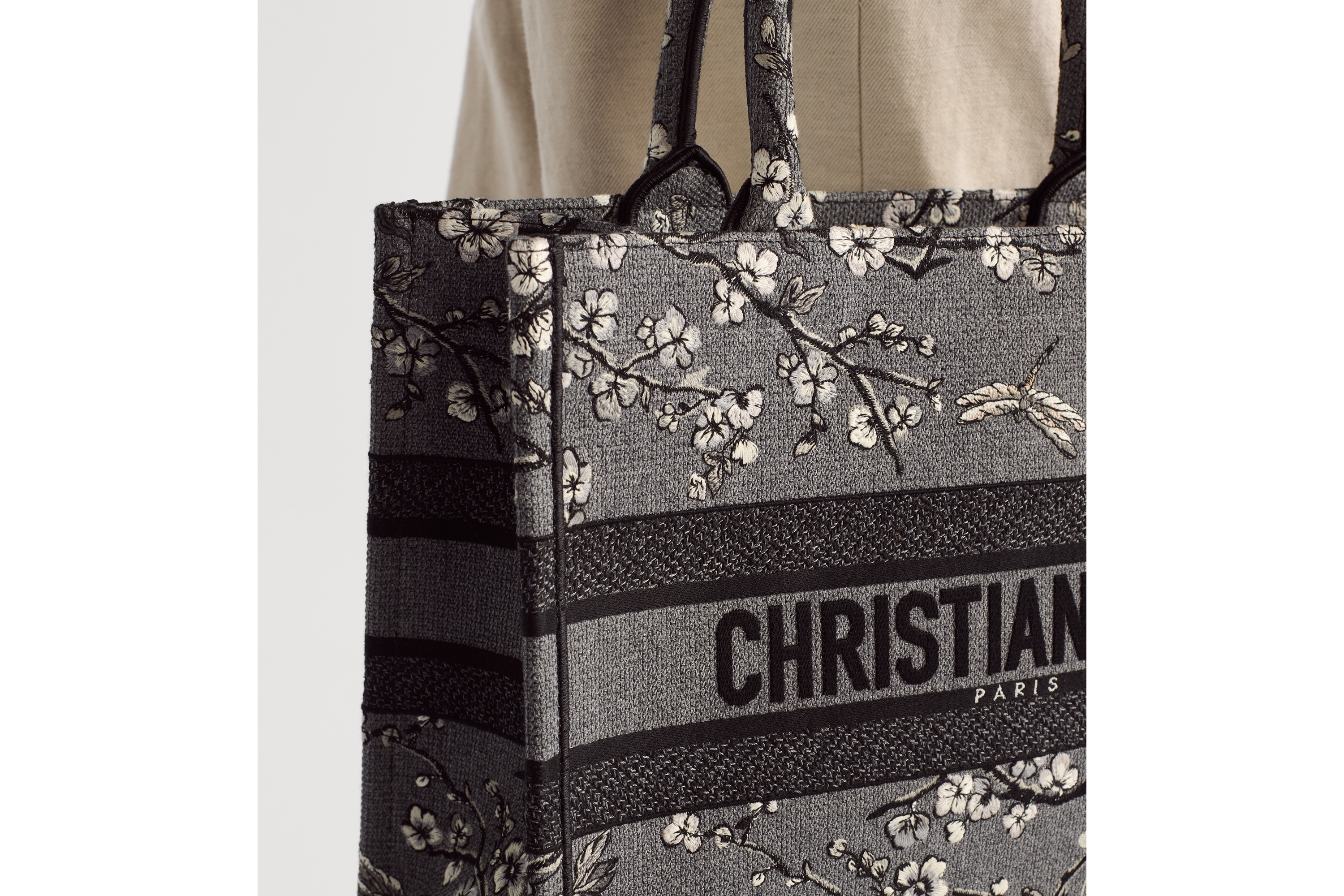 Medium Dior Book Tote Gray Jardin de Dior Embroidered Denim (36 x 27.5 ...