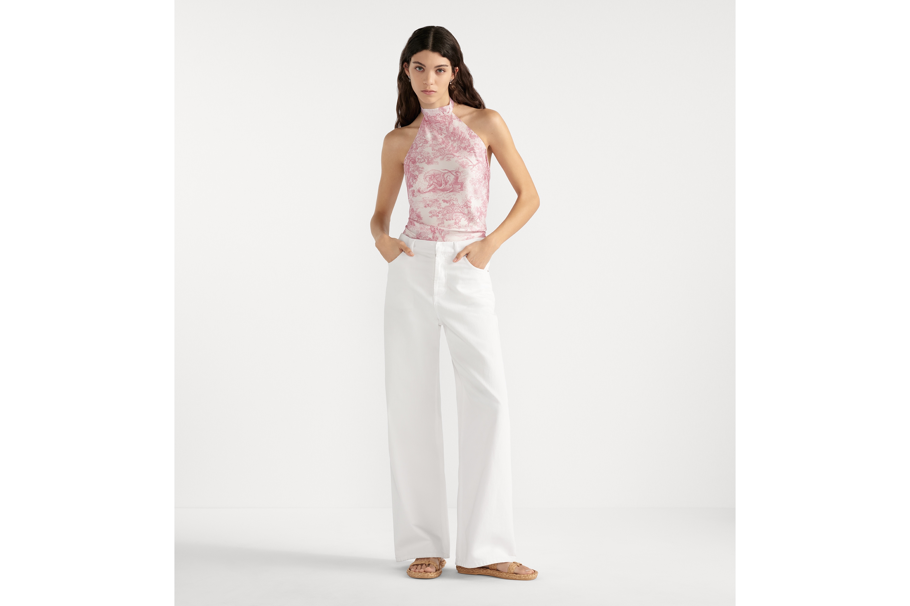 Dioriviera Toile de Jouy Sauvage Dior Silk Top White and Candy Pink ...