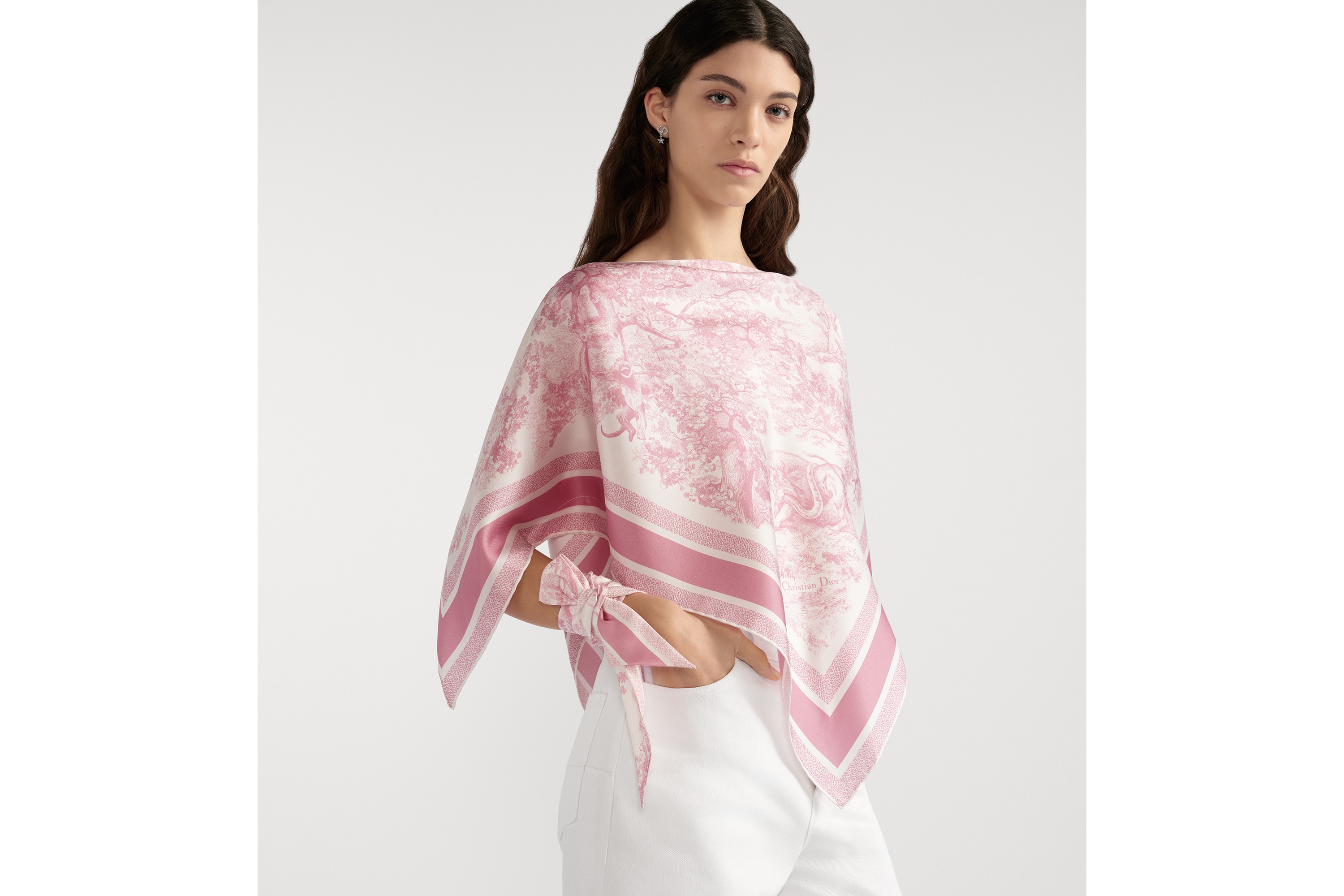 Dior Silk Top Toile de Jouy Sauvage Dioriviera Twill de soie blanche et ...